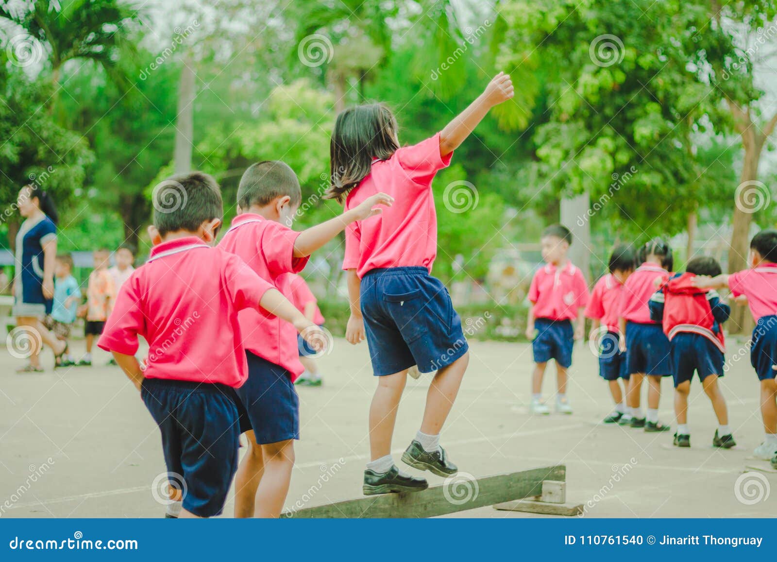 Kindergarten Students are Exercising in Morning. Editorial Image ...