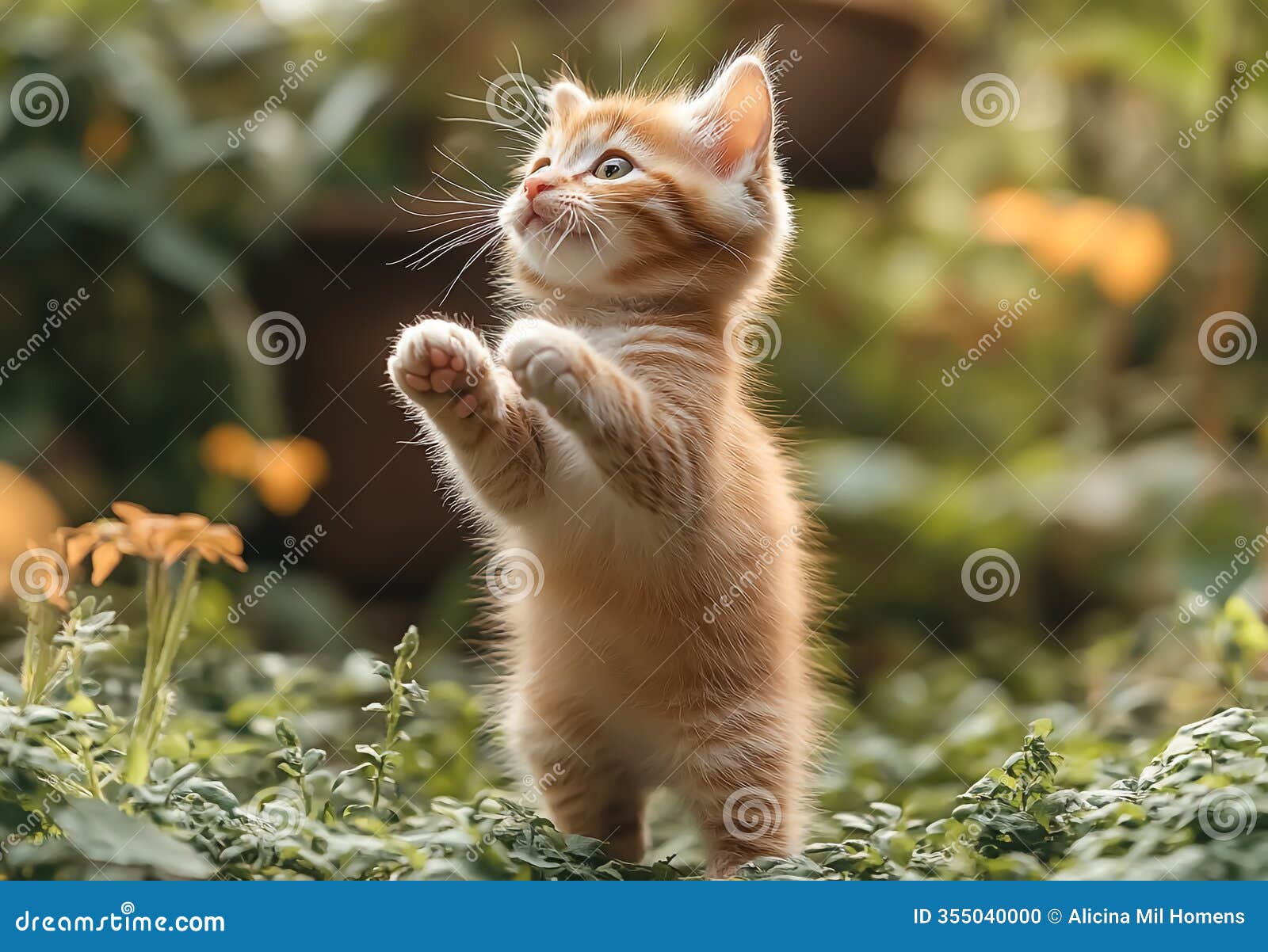 Happy Kitten with Front Paws Raised Stock Illustration - Illustration ...