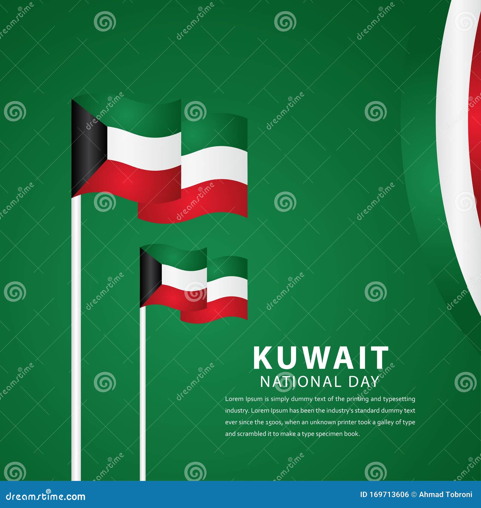 Happy Kuwait Independence Day Celebration Vector Template Design ...