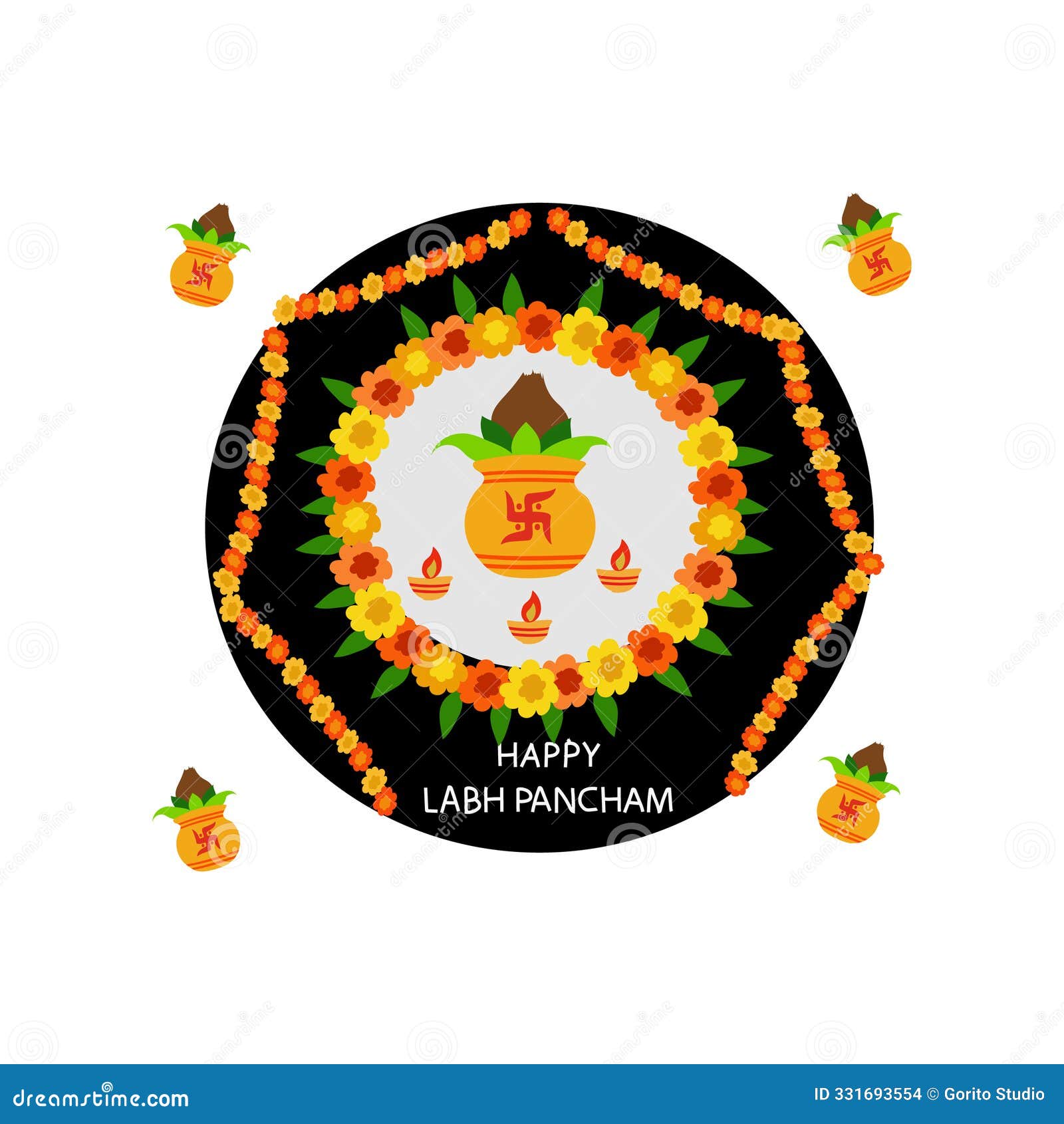 Happy Labh Pancham Set Background Vector Stock Illustration ...