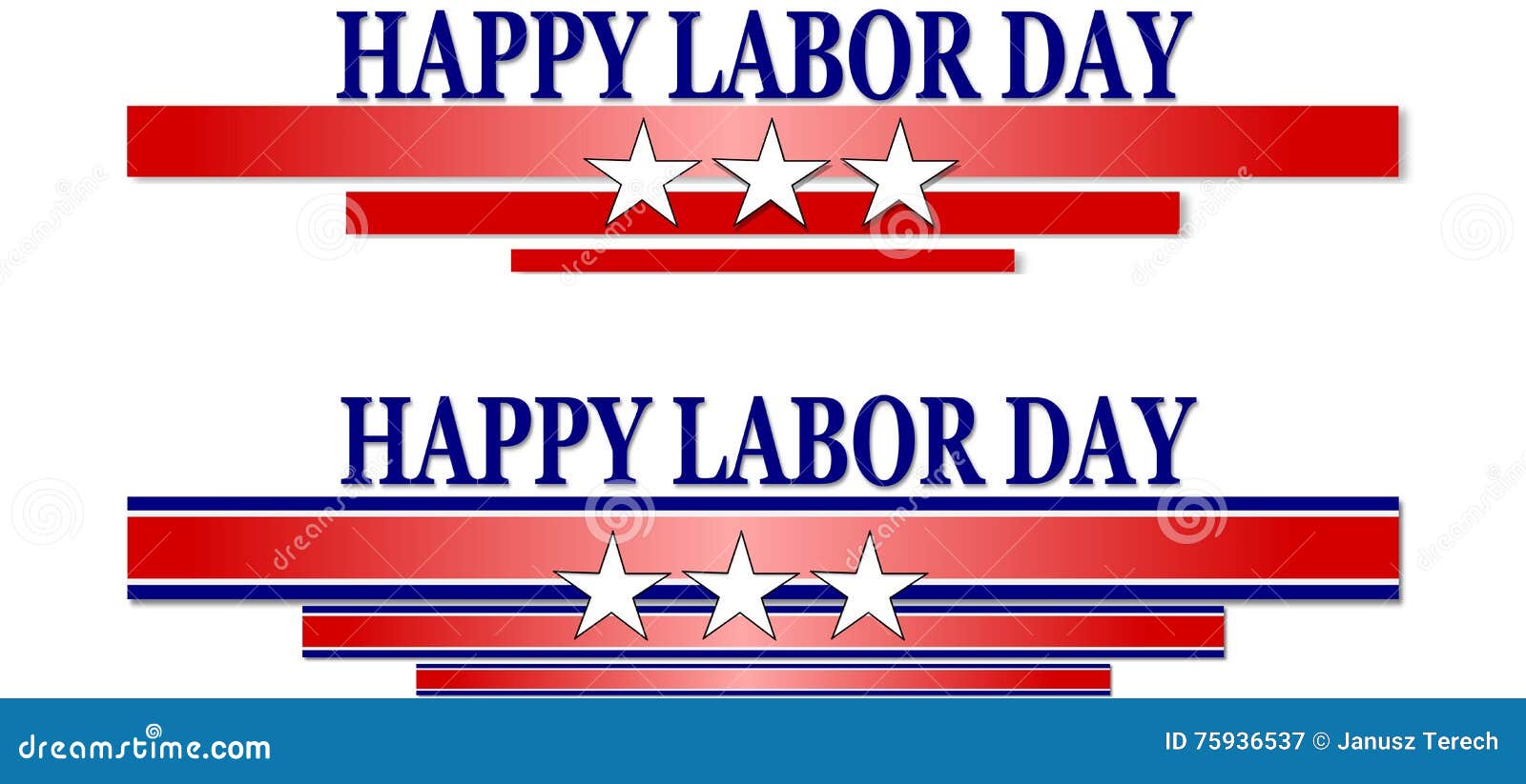 Happy Labor Day, Blue Flag with Stars Stock Illustration - Illustration ...