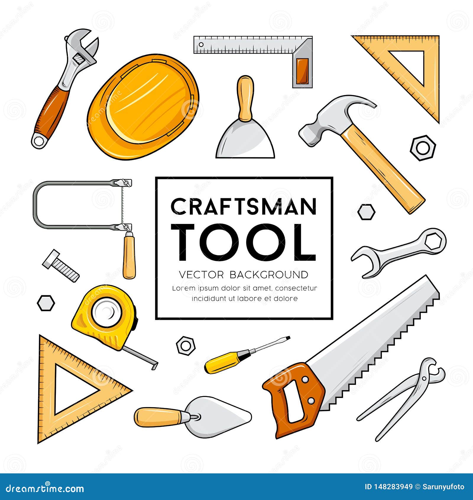 Technician On Background With Work Tools Cartoon Vector | CartoonDealer ...