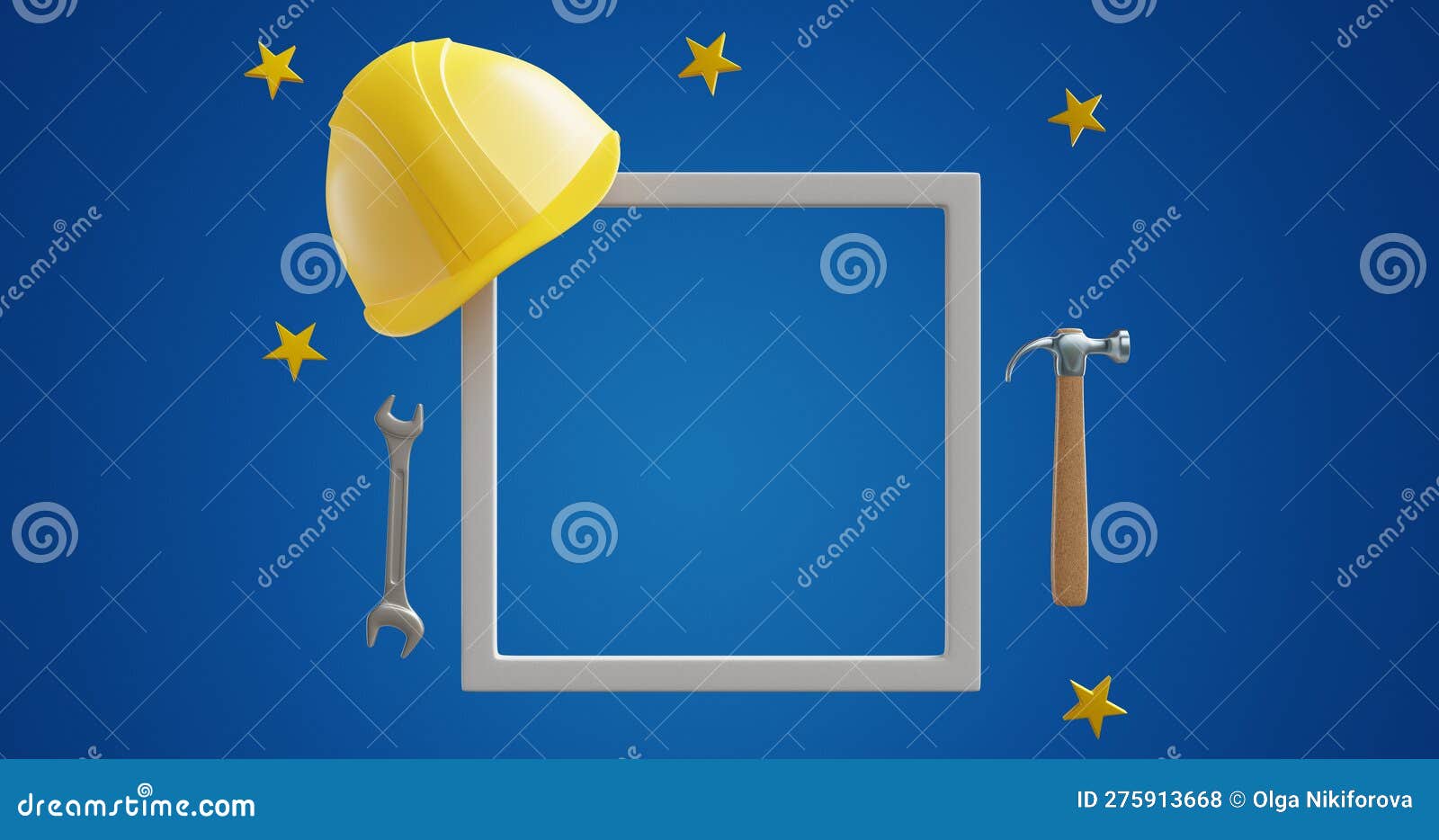 Happy Labor Day. Frame with a Protective Helmet Surrounded by Working ...