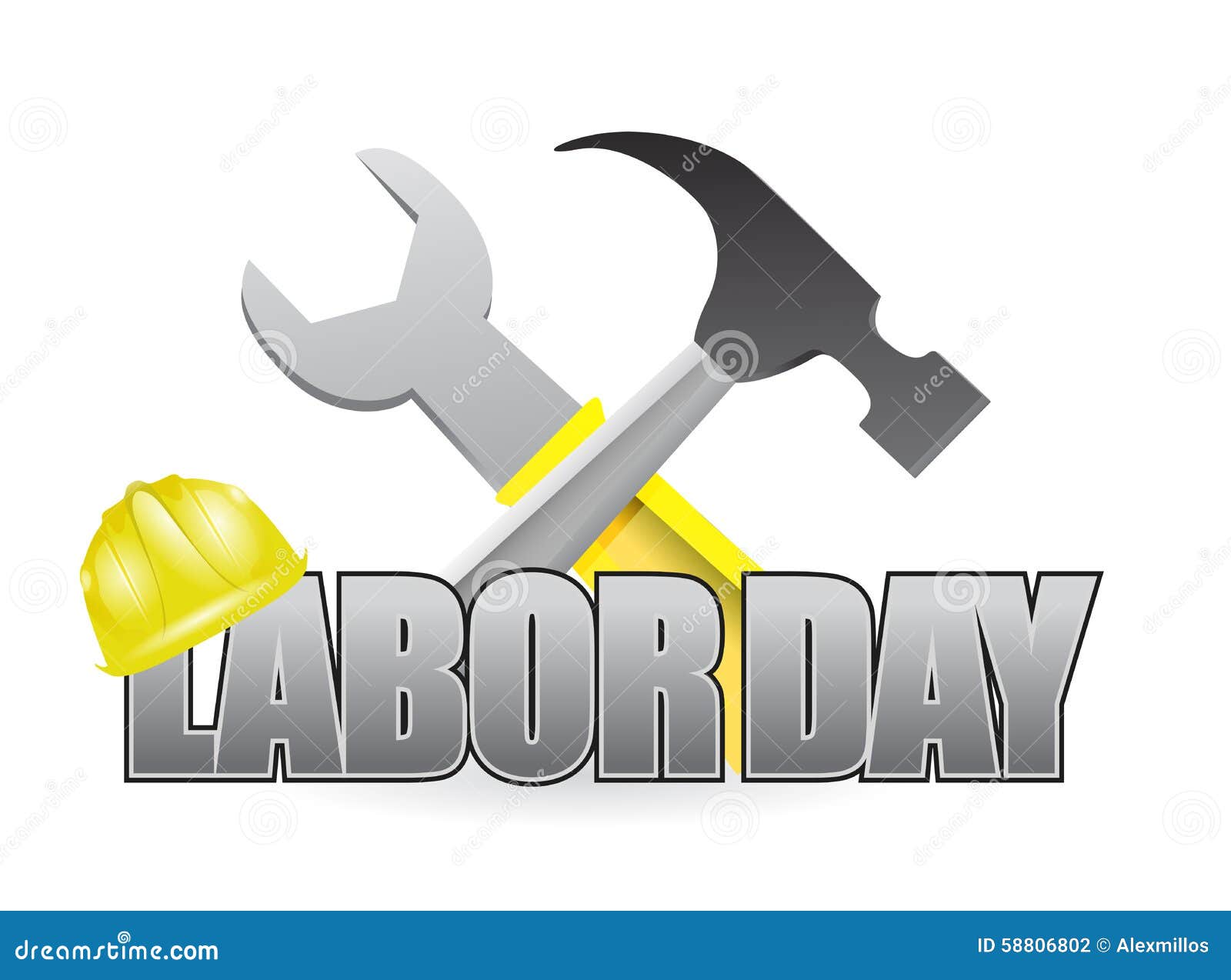 Happy Labor Day Workers Tools Sign Stock Illustration - Illustration of ...