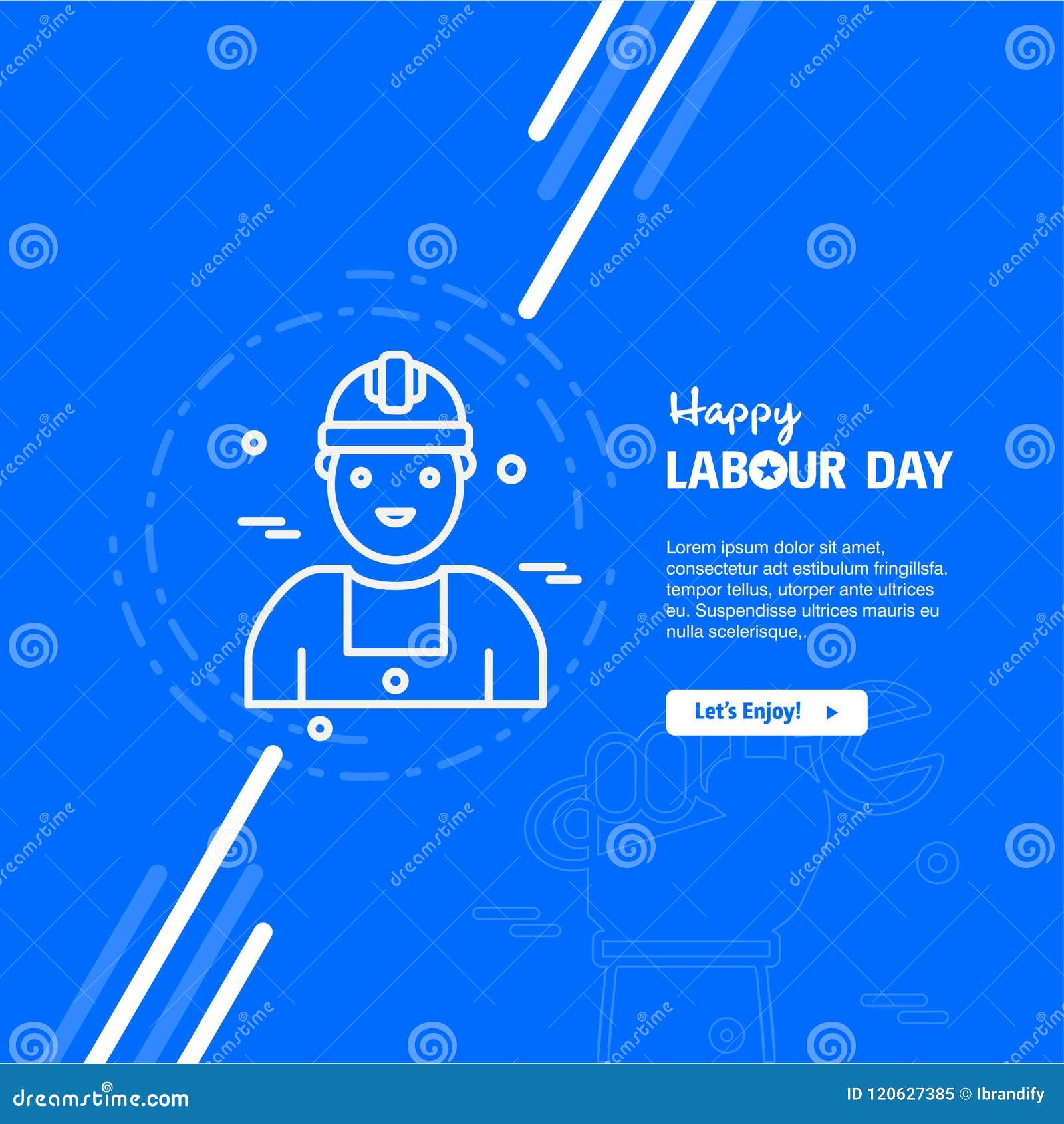Happy Labour Day Design with Blue Theme Vector Stock Vector ...