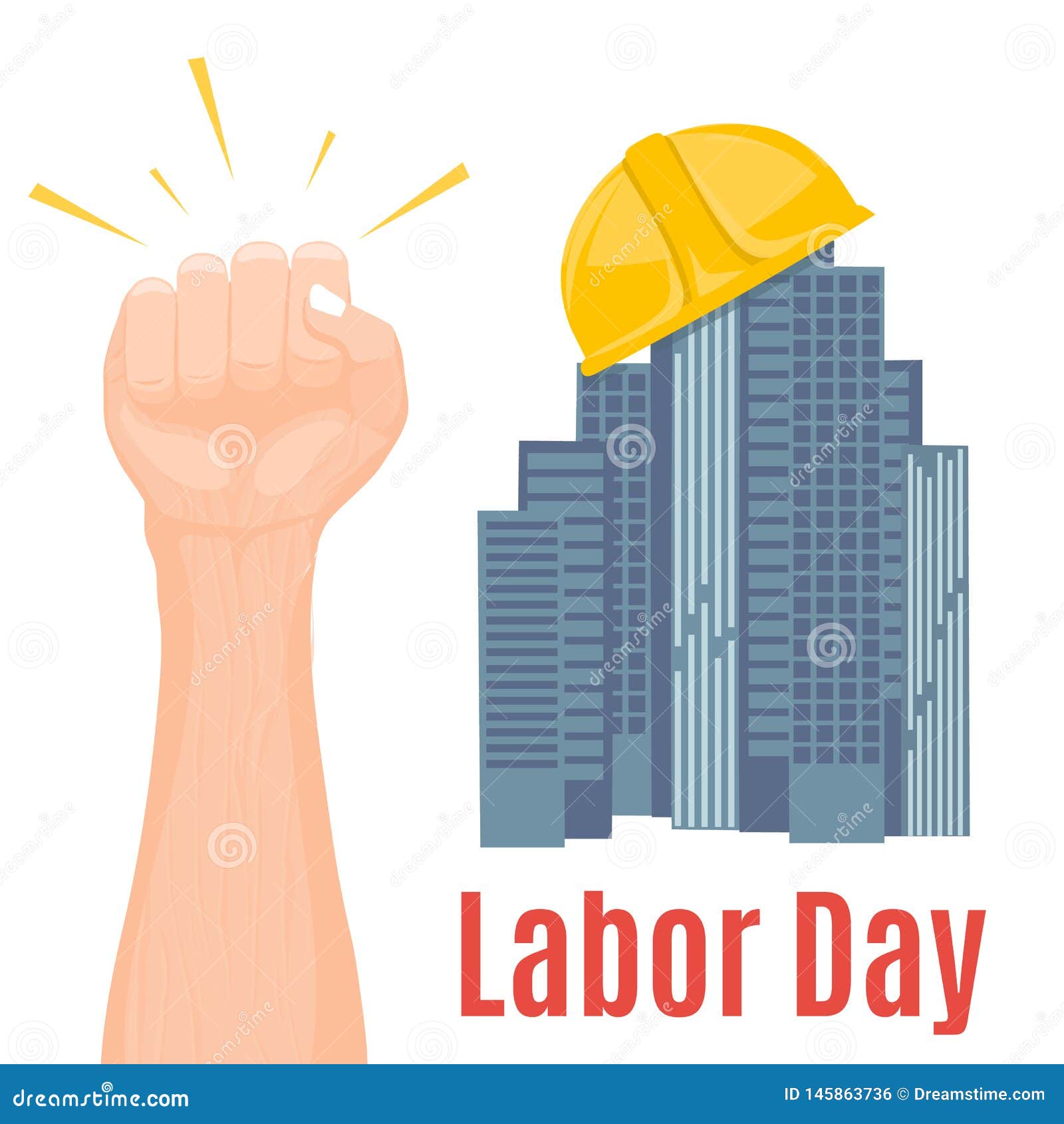 Happy Labour Day, First of May with Clenched Fist Stock Vector ...