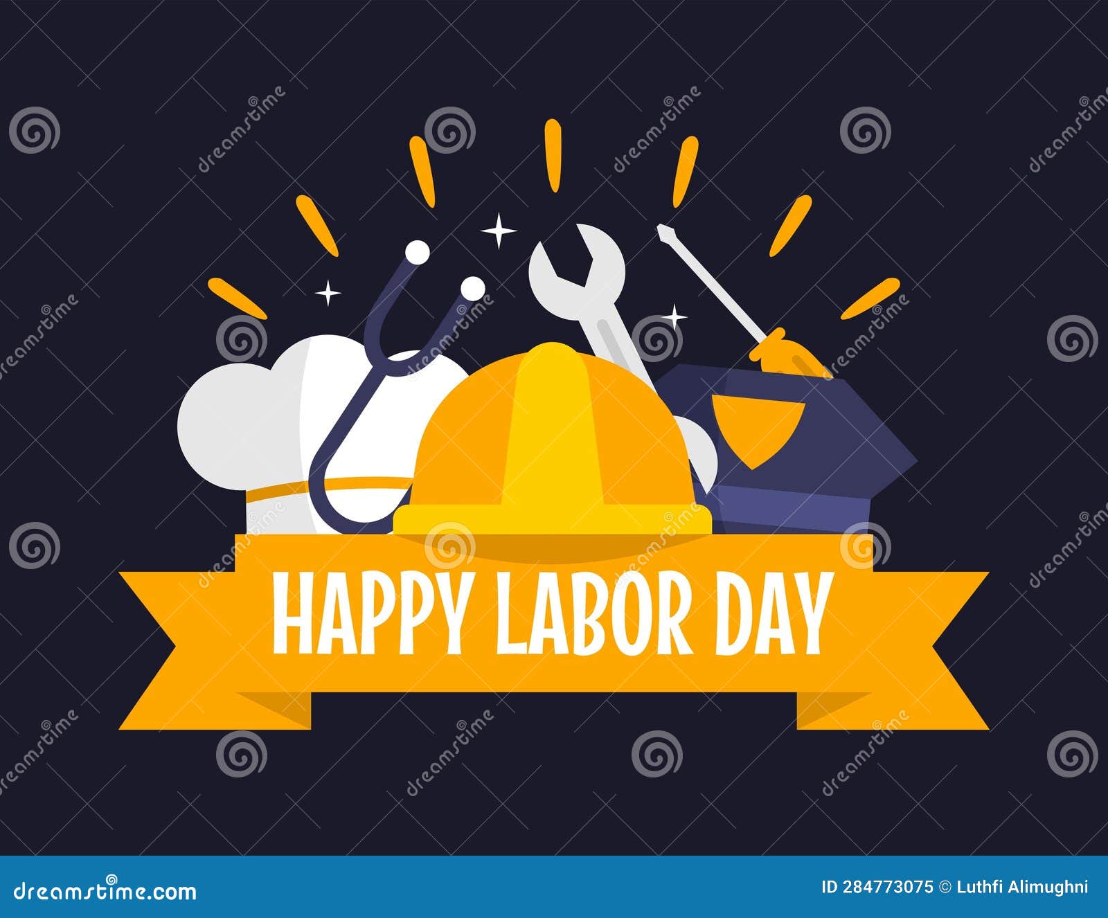 Happy Labour Day Poster Template Vector Stock Vector - Illustration of ...