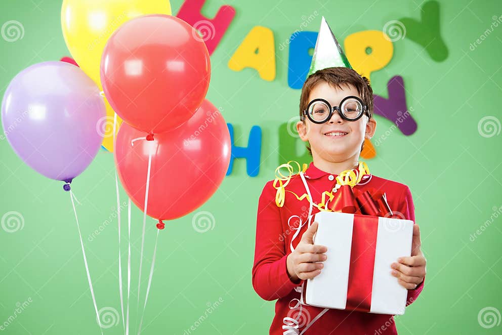 Happy lad stock image. Image of cute, giftbox, balloons - 17407771