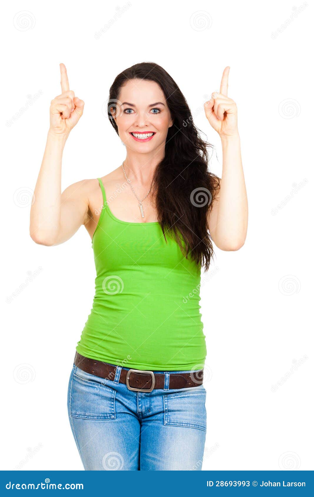 Happy lady pointing up stock image. Image of attractive - 28693993