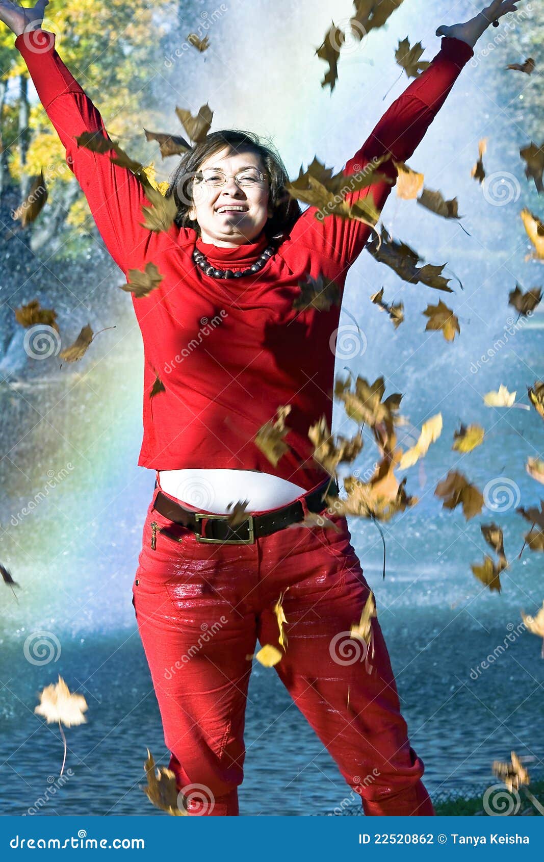 Happy lady in red stock photo. Image of expression, cheerful - 22520862