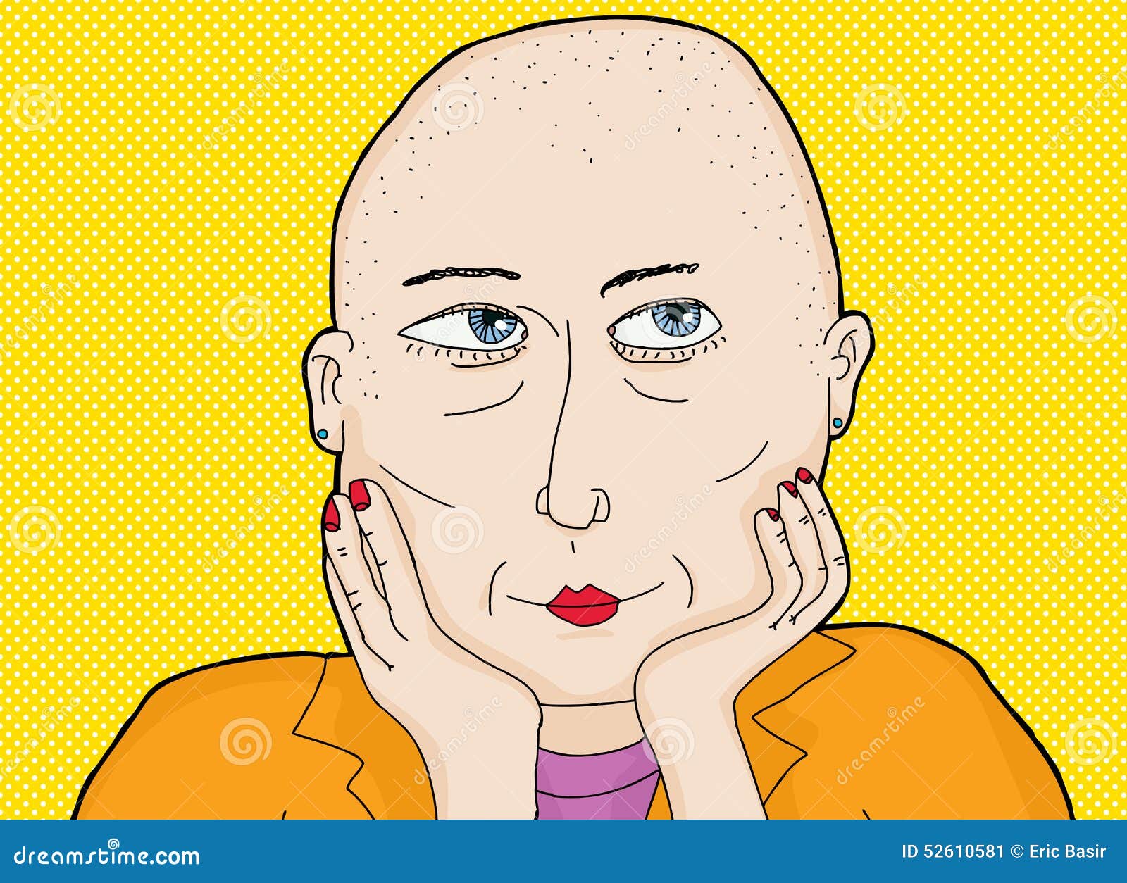Happy Lady with Shaved Head Stock Illustration - Illustration of ...