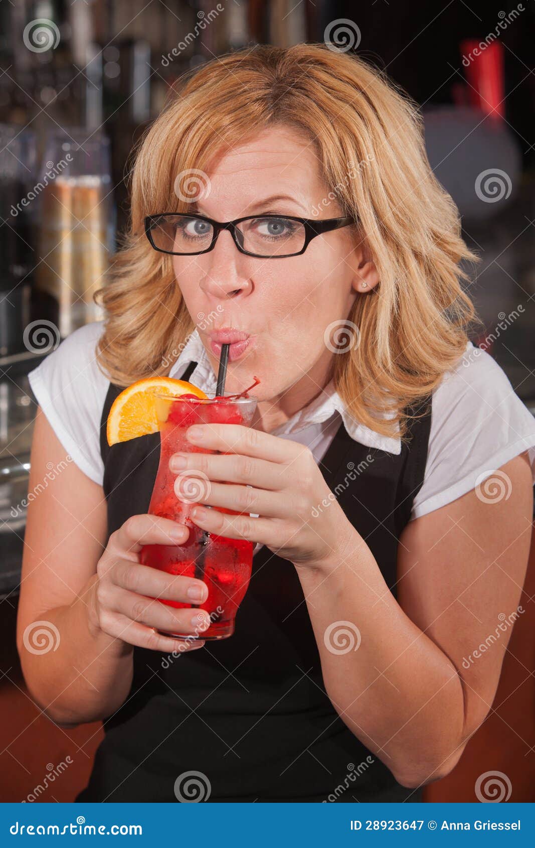 Happy Lady Sipping Drink stock image. Image of adult - 28923647
