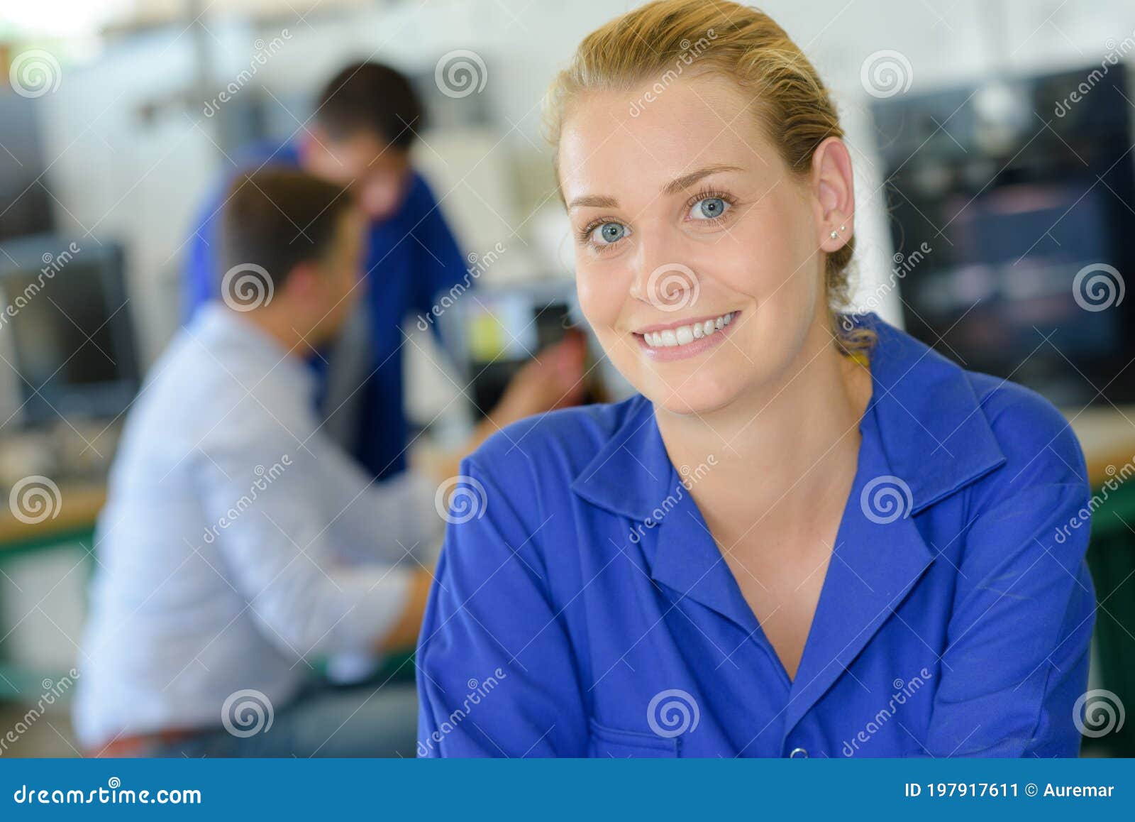 Happy lady worker smiling stock image. Image of staff - 197917611