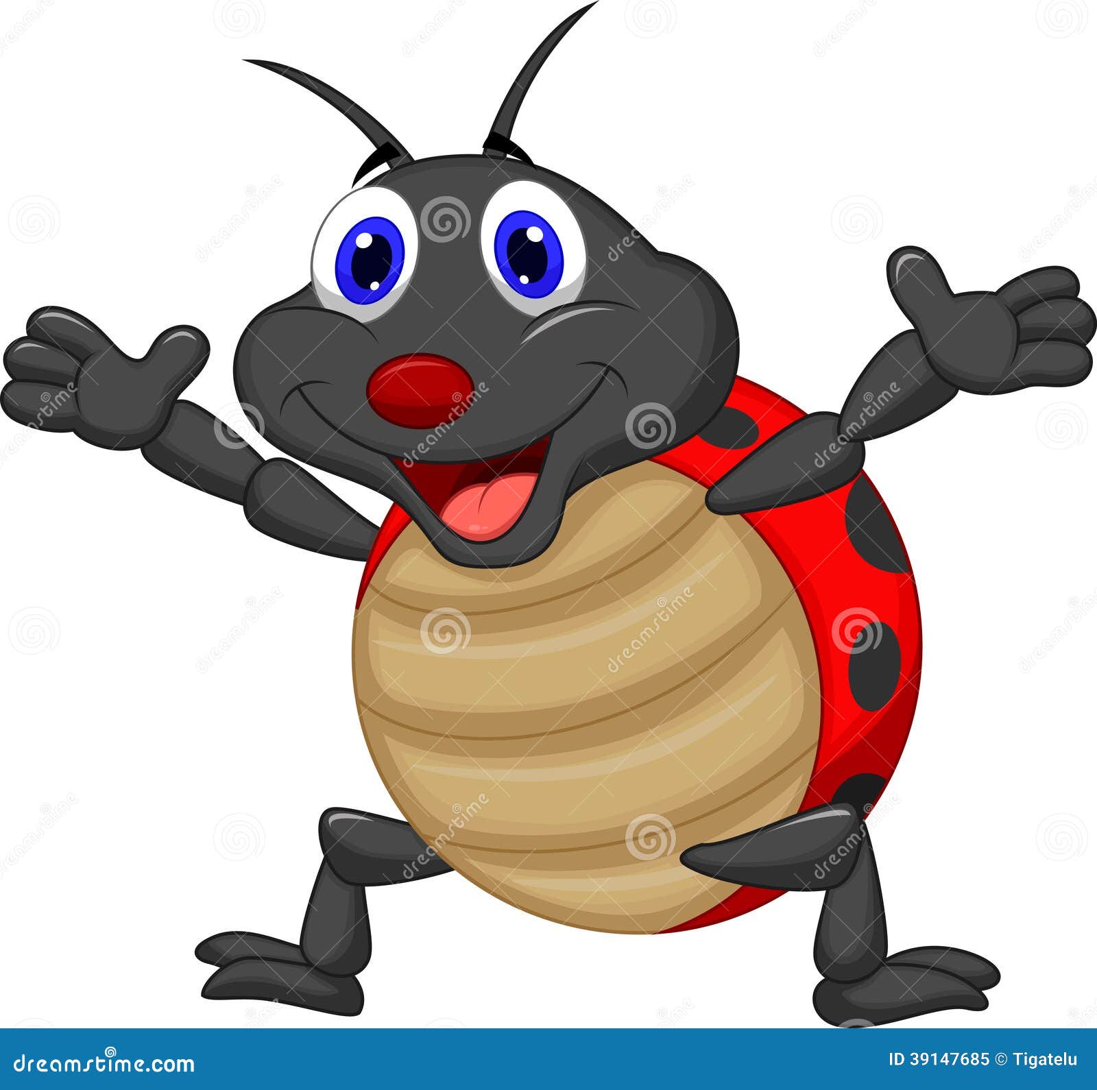 Happy Ladybug Family, Mother Ladybug Embracing Her Child, Cute Cartoon ...