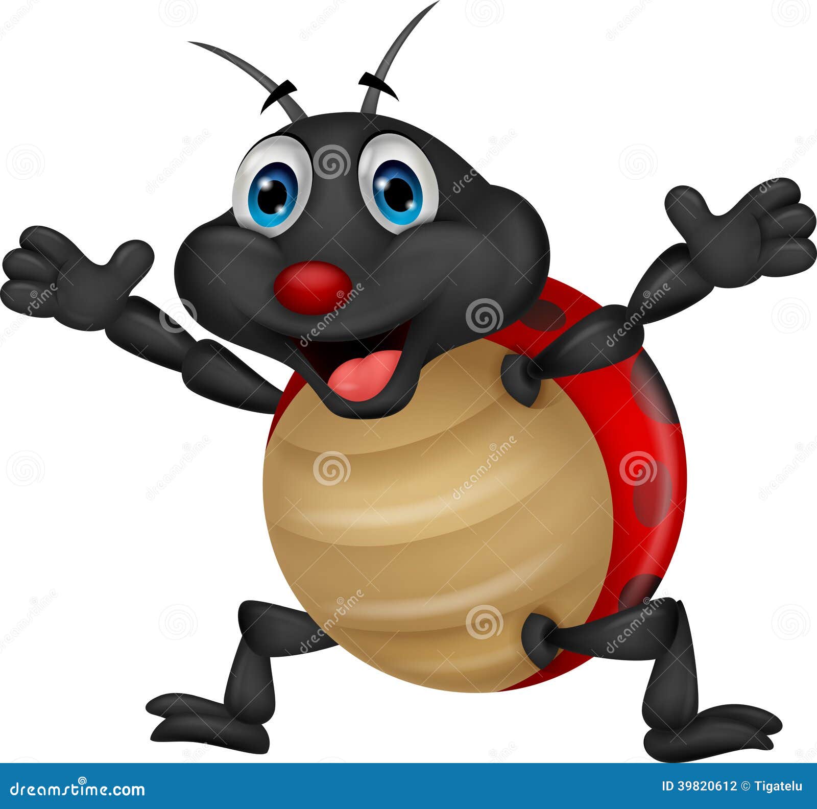 Happy ladybug cartoon stock vector. Illustration of hand - 39820612