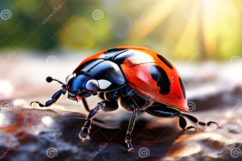 Happy Ladybug a Smiling Ladybug with Black Spots Stock Illustration ...