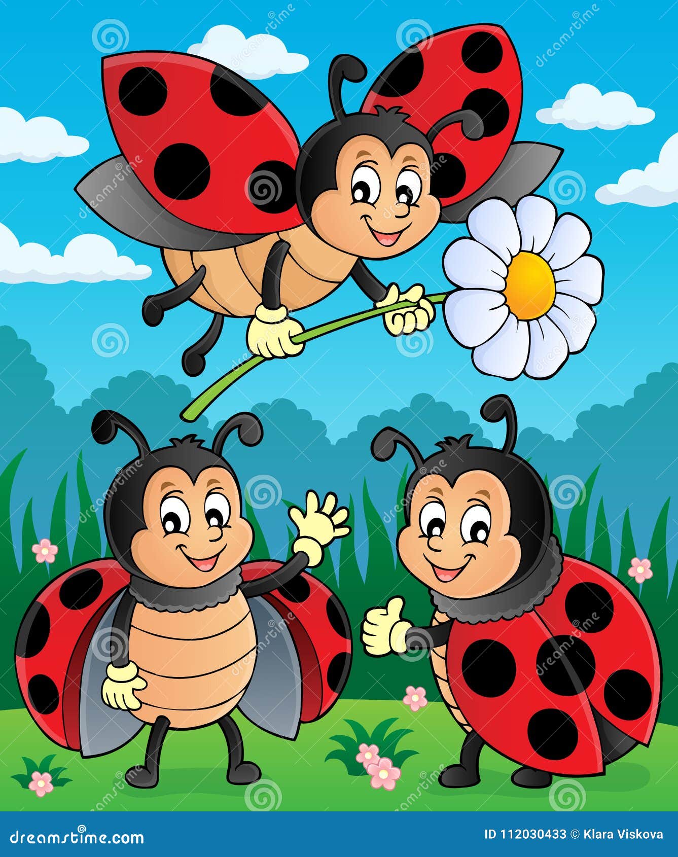 Happy Ladybugs on Meadow Image 2 Stock Vector - Illustration of ...