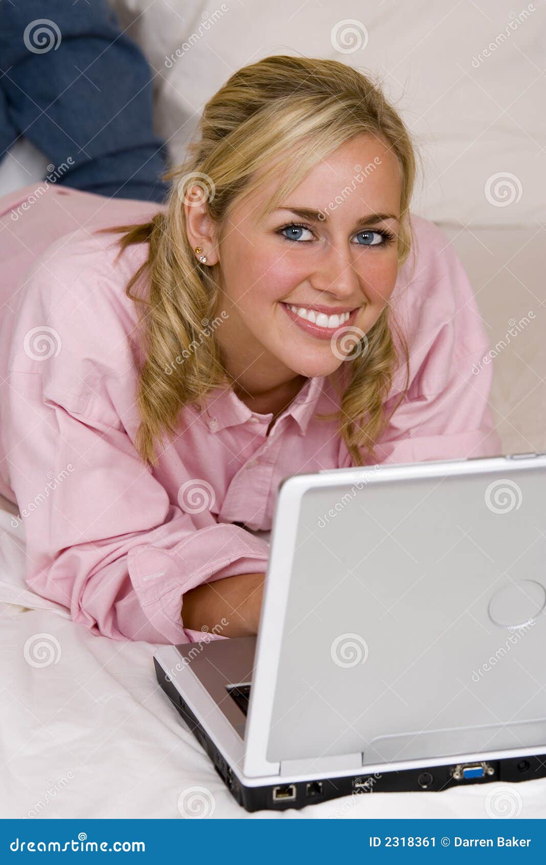 Happy Laptop stock image. Image of internet, smiling, hair - 2318361