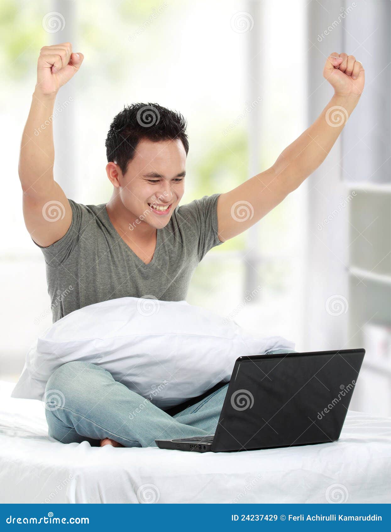 Happy with laptop stock image. Image of smiling, adult - 24237429