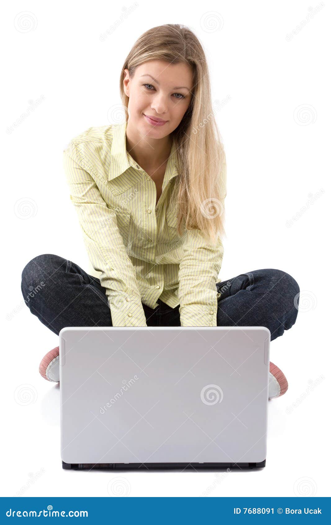 Happy with laptop stock image. Image of commerce, girl - 7688091