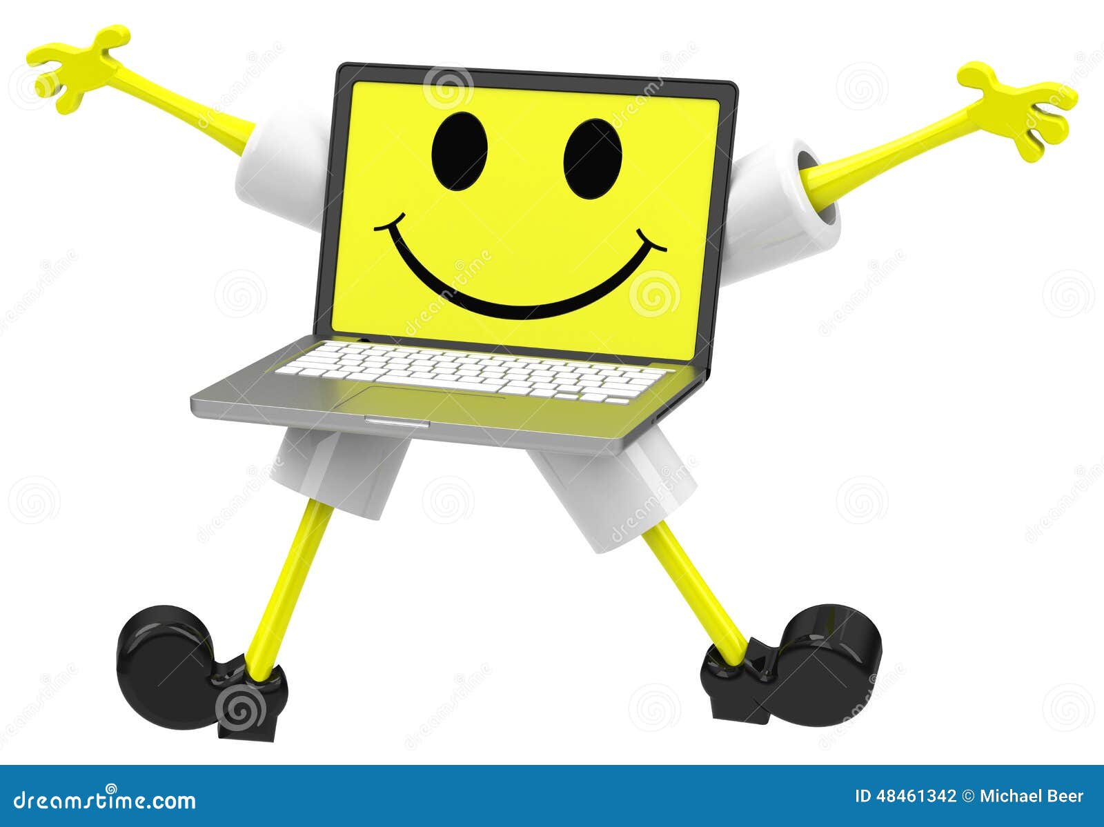 The happy laptop stock illustration. Illustration of happiness - 48461342