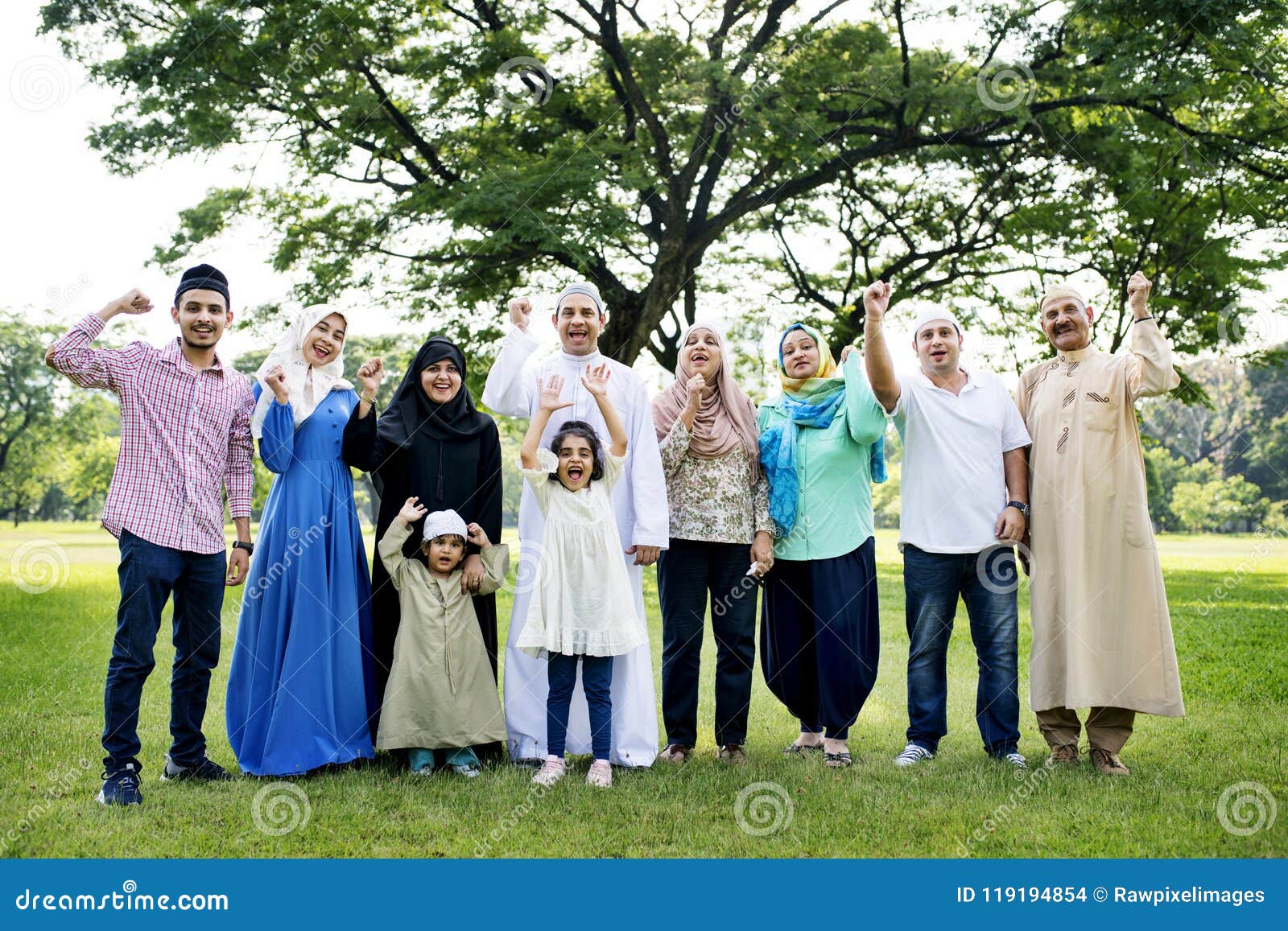 A Happy Large Muslim Family Stock Photo - Image of muslim, large: 119194854