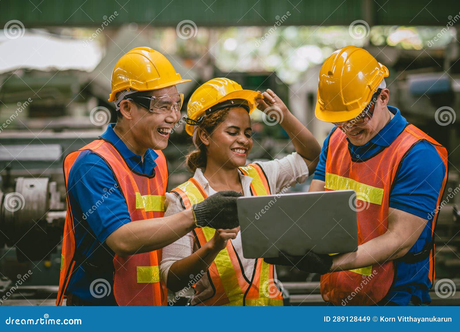Happy Laugh Engineer Man and Woman Team Enjoy Working Together Talking ...