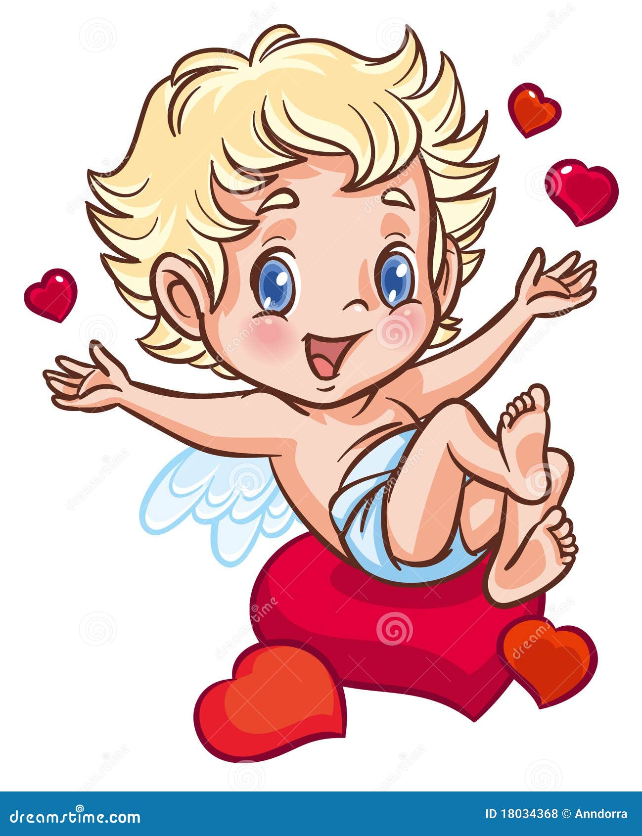 Happy Laughing Angel Sitting on Heart Stock Illustration - Illustration ...