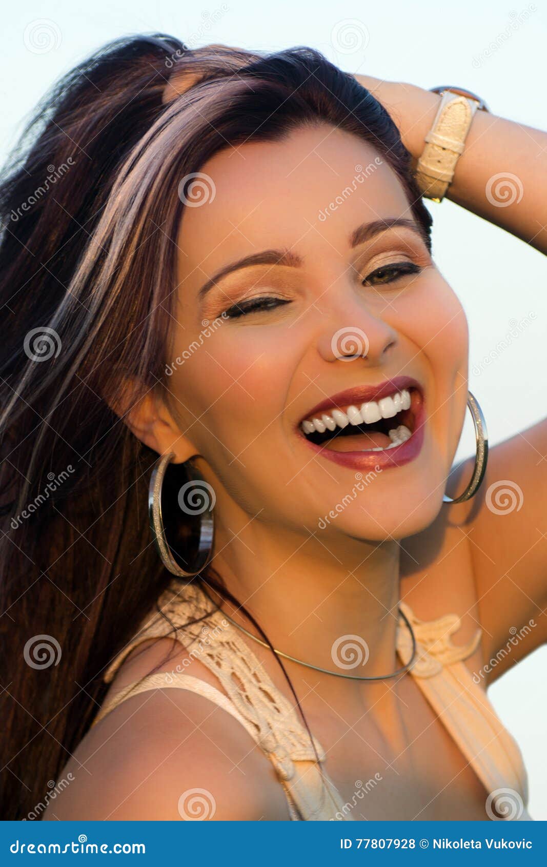 Happy laughing woman stock photo. Image of face, pretty - 77807928