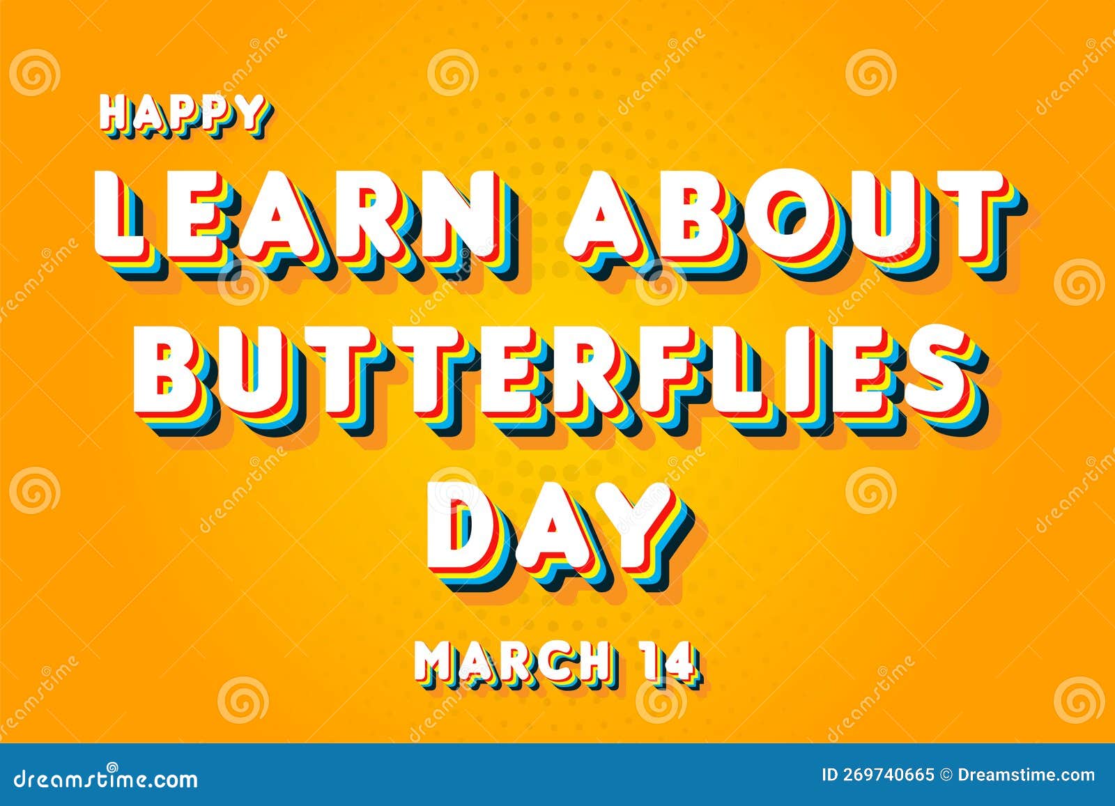 Happy Learn about Butterflies Day, March 14. Calendar of March Retro ...