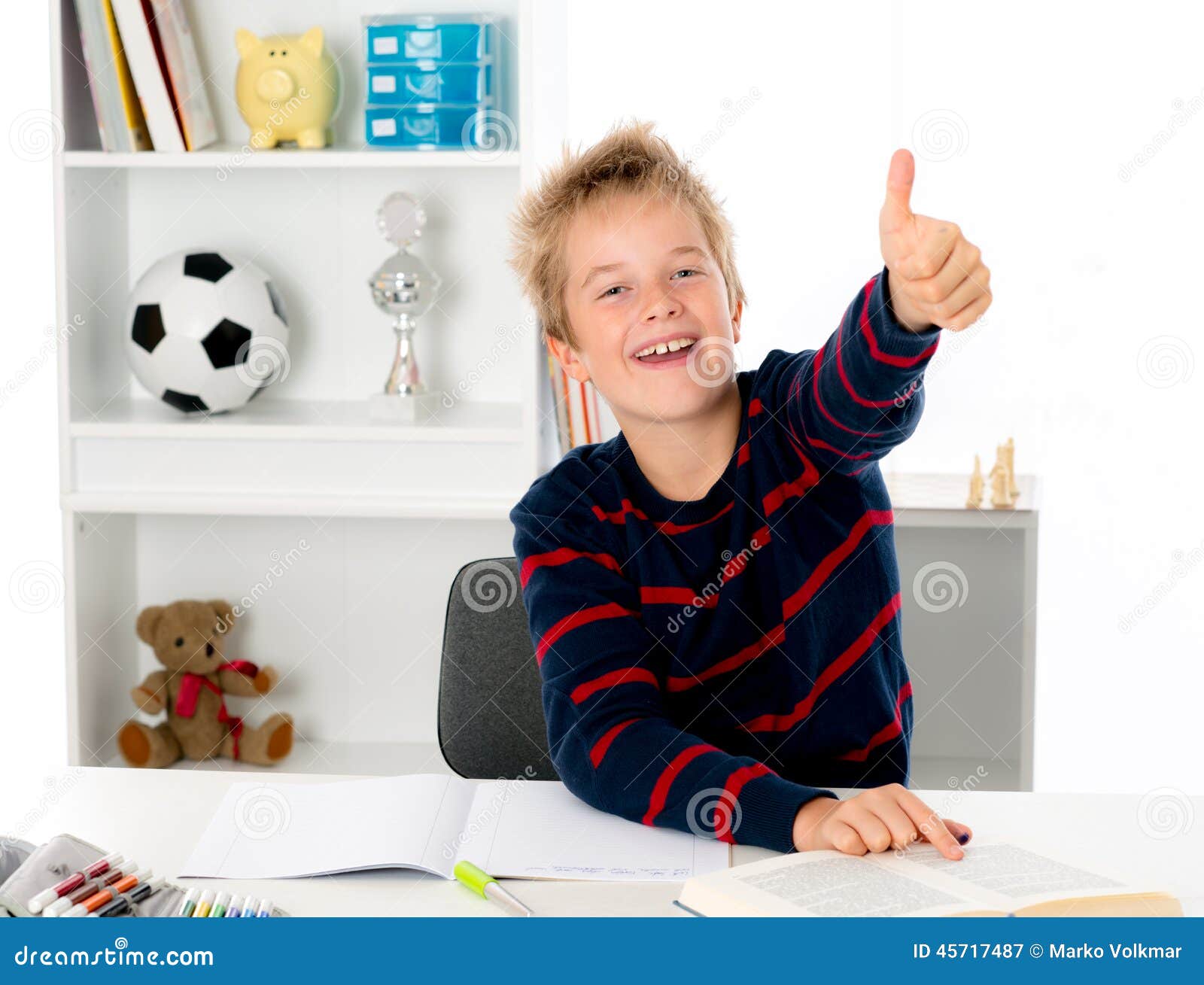 Happy learning boy stock image. Image of nursery, handsome - 45717487