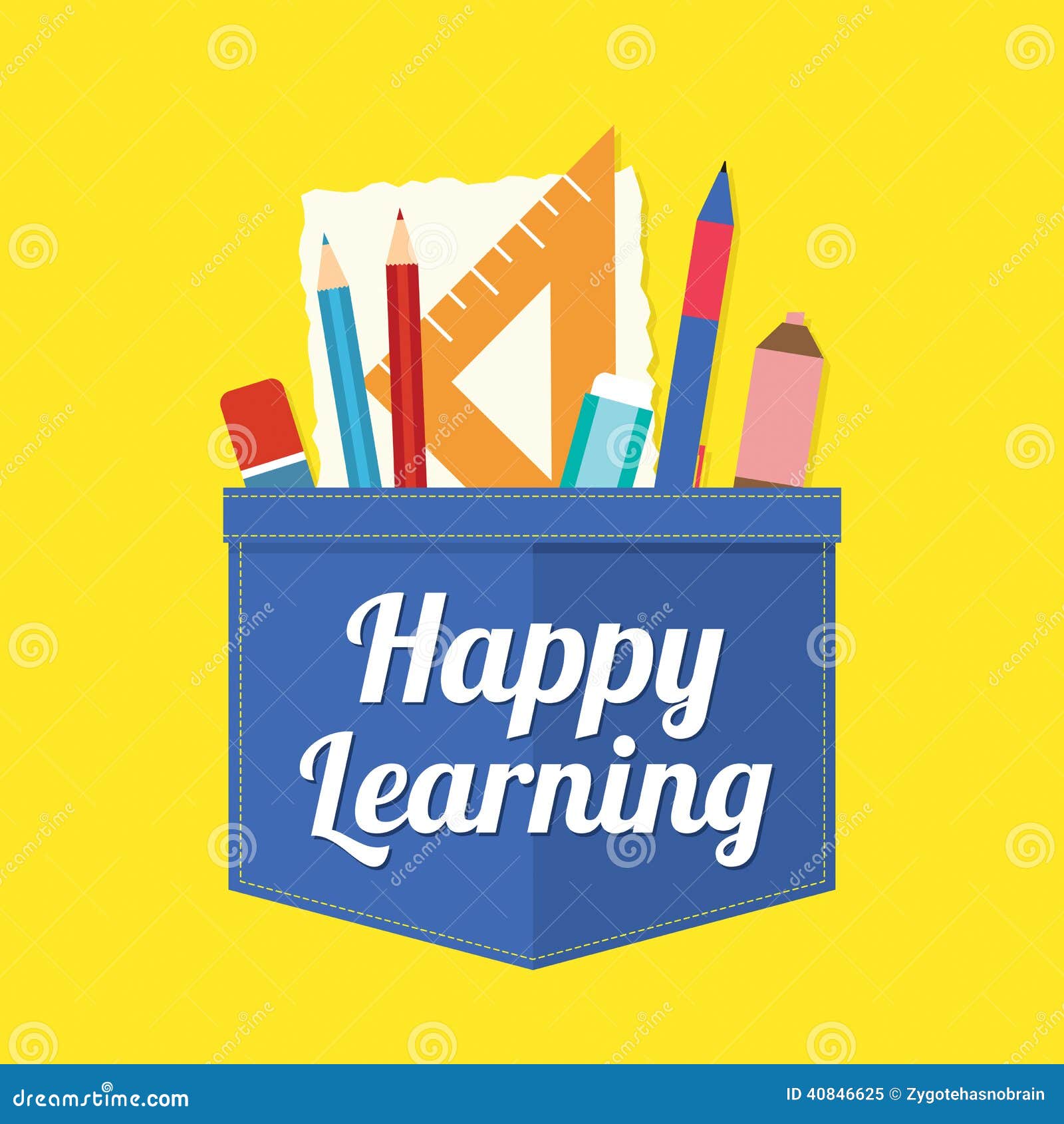 Happy Learning stock vector. Illustration of back, pocket - 40846625