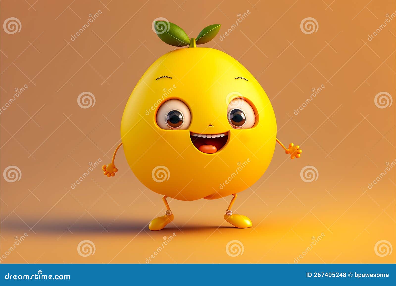 Happy Lemon Cartoon Character, Generative AI Stock Illustration ...