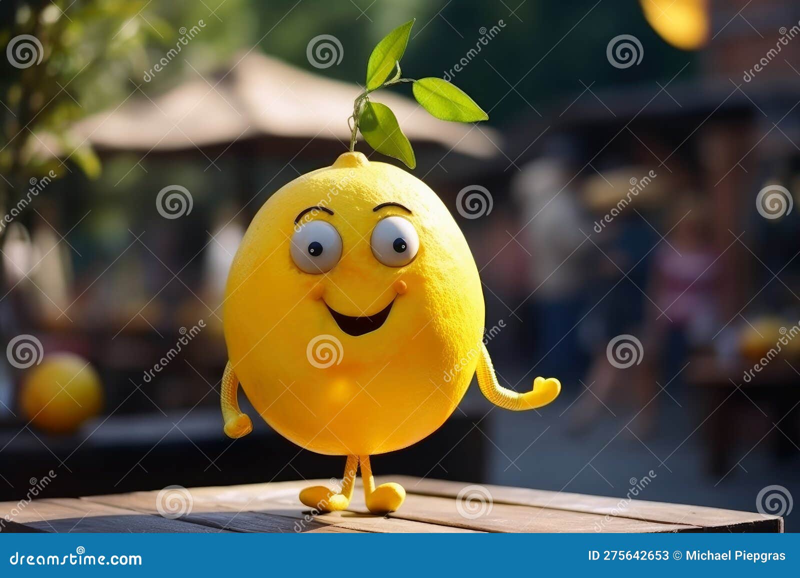 A Happy Lemon with Eyes Arms and Legs Standing in the Sun Created with ...