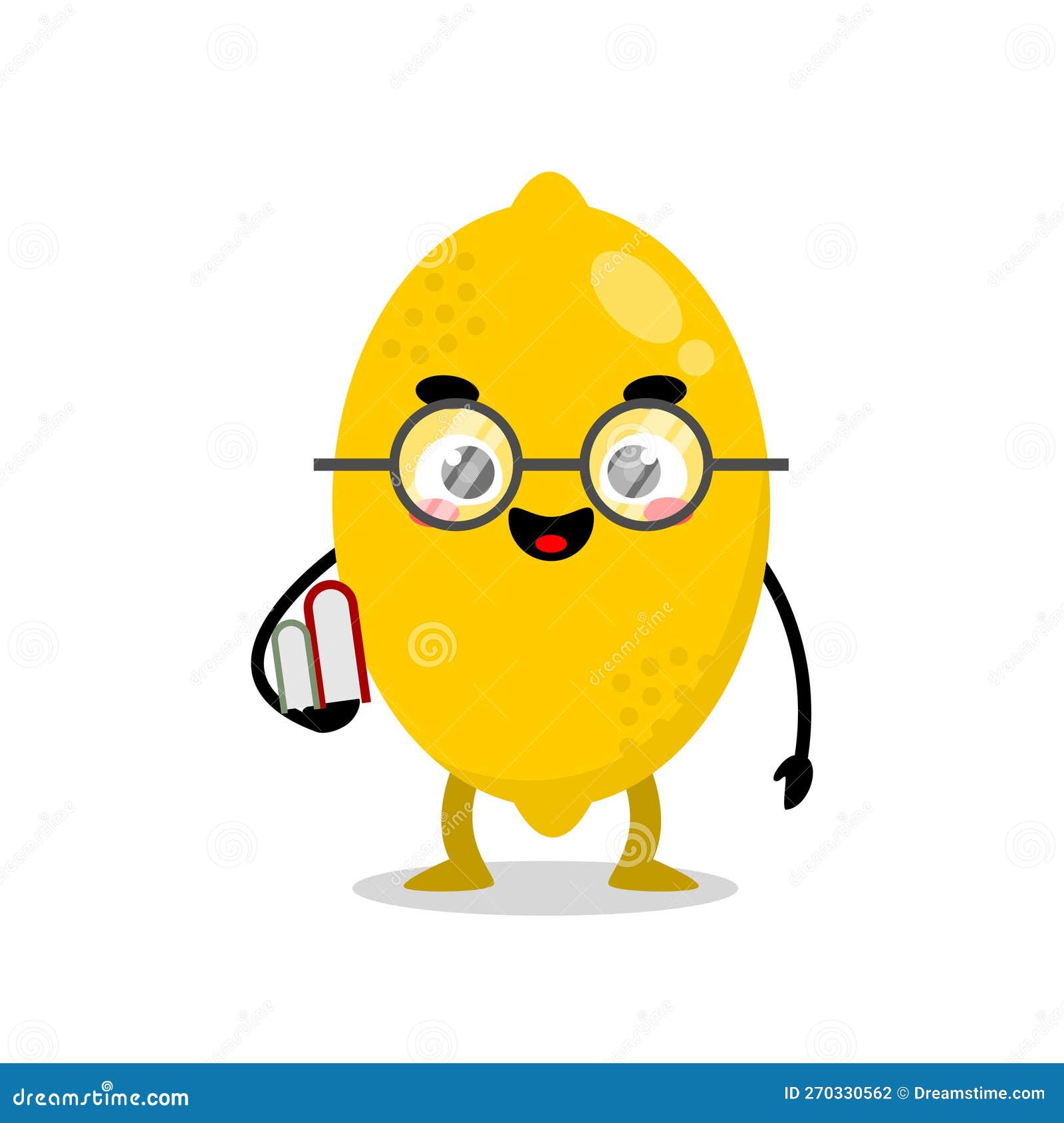 Happy Lemon Mascot Holding Book Stock Vector - Illustration of emoticon ...