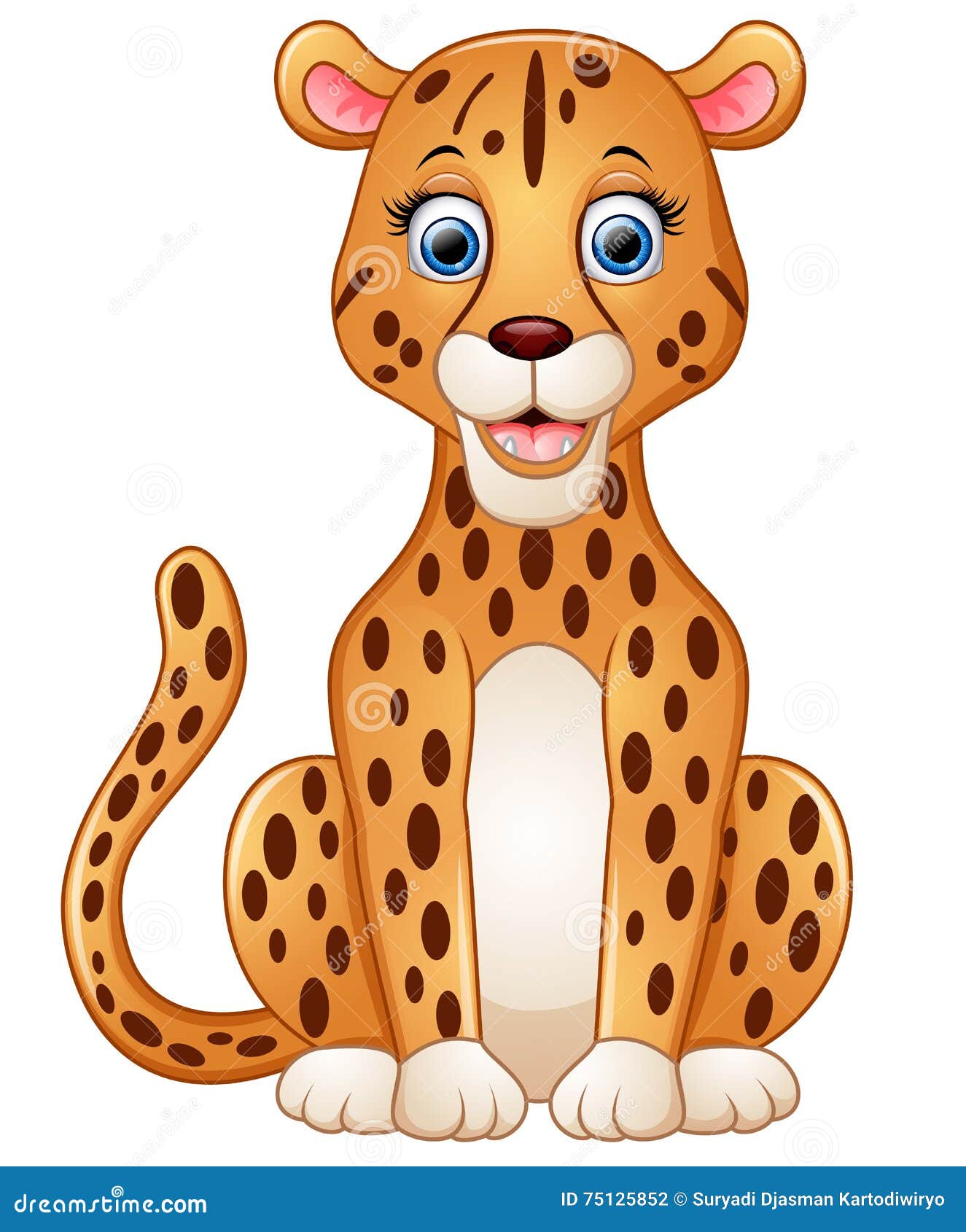 Happy Leopard Cartoon Sitting Stock Vector - Illustration of funny ...