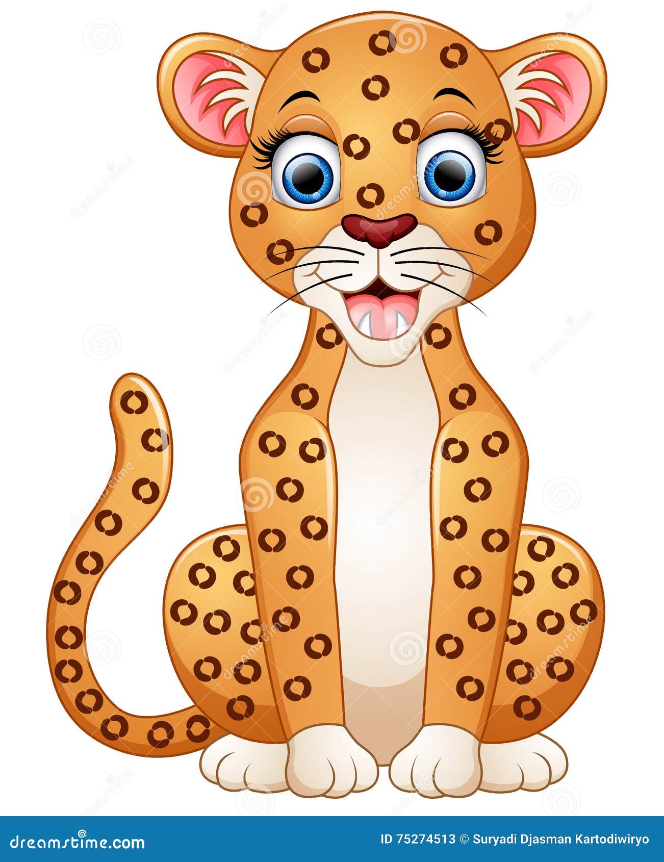 Happy Leopard Cartoon Isolated On White Background Vector Illustration ...