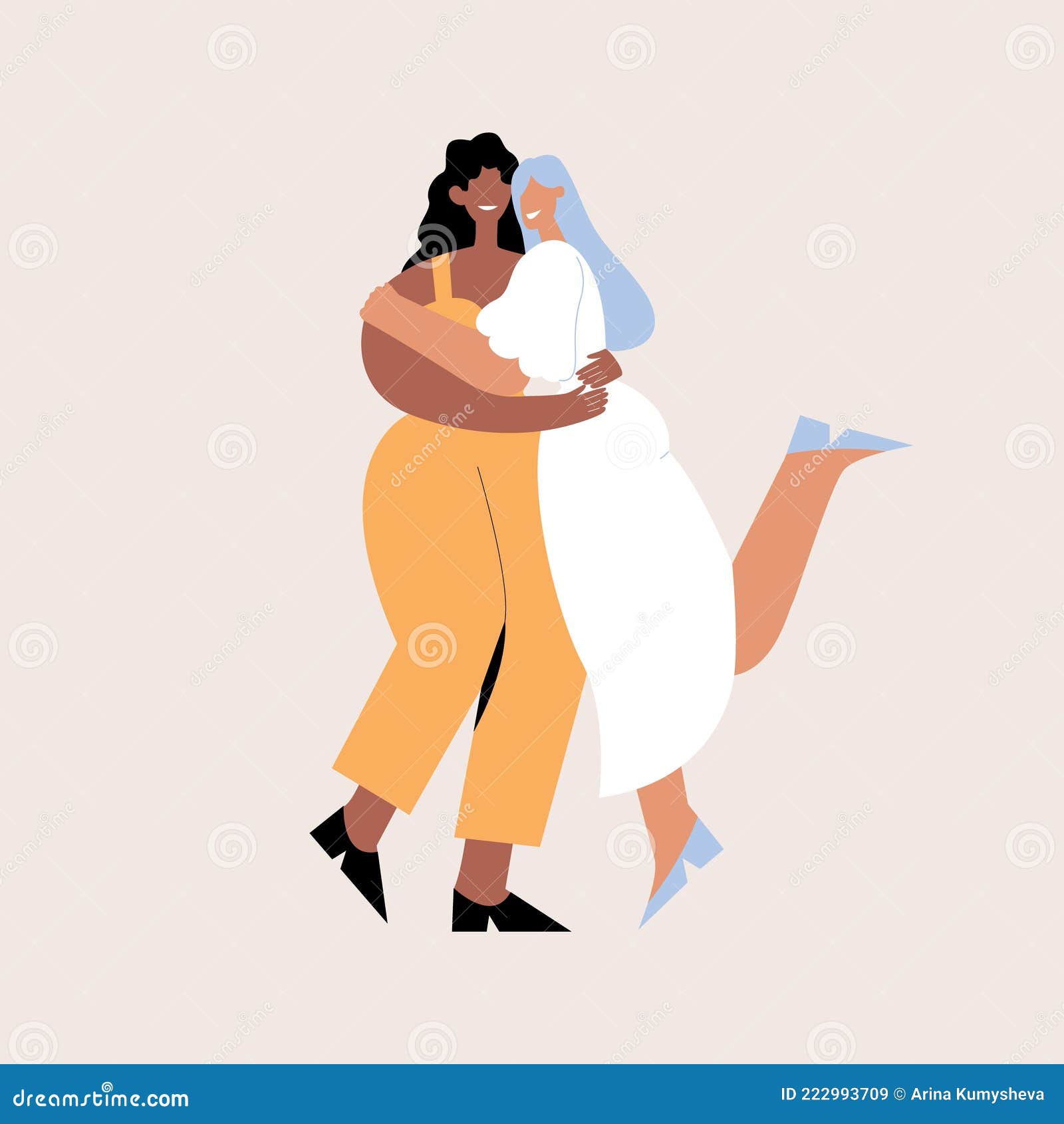 Happy Lesbian Couple Lgbtq Wedding Two Lesbians Hug In Wedding