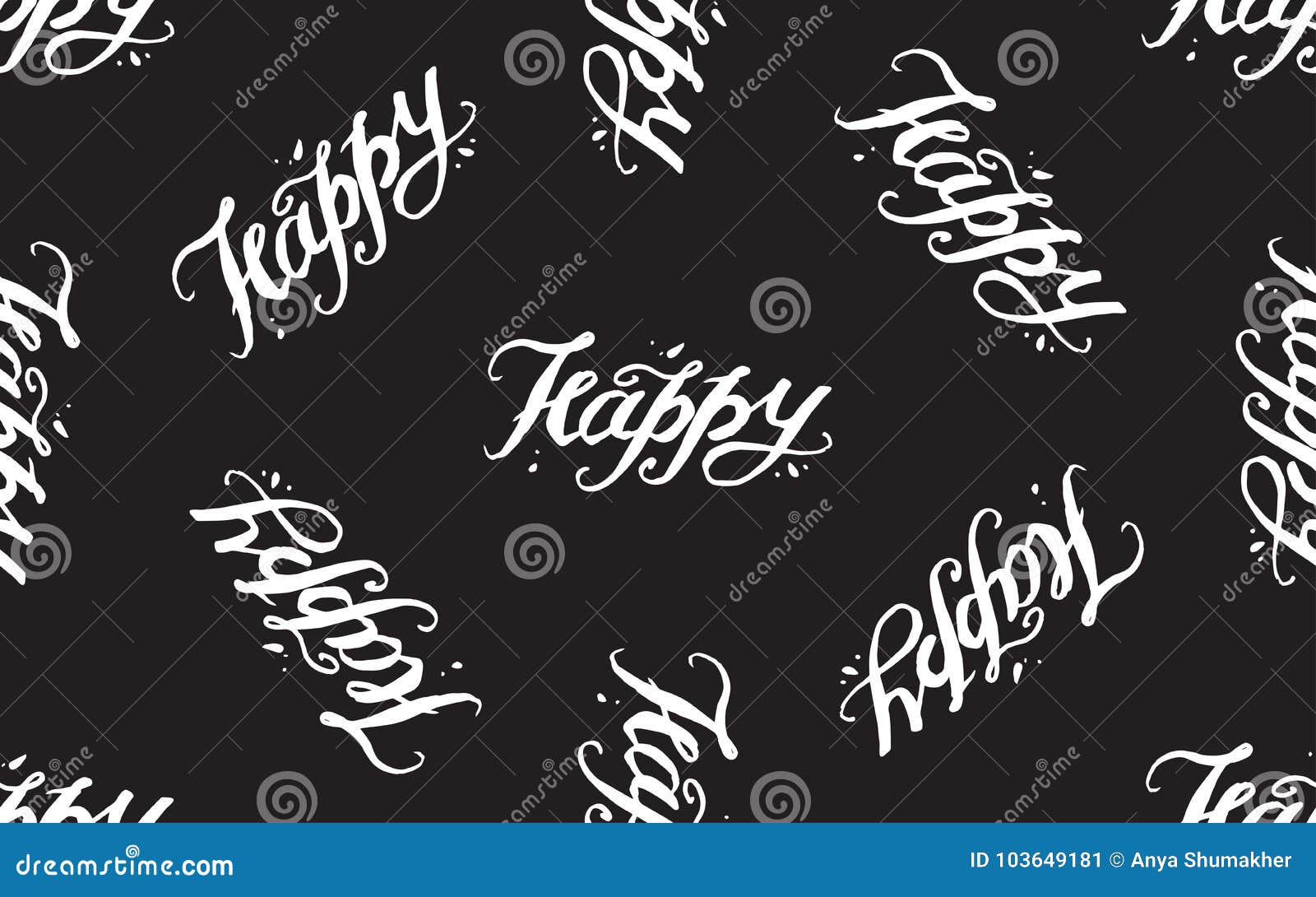 Happy - Lettering Pattern. Hand Written Text Made in Vector. Texture ...