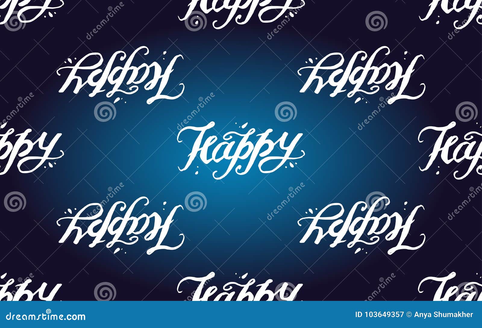 Happy - Lettering Pattern. Hand Written Text Made in Vector Stock ...