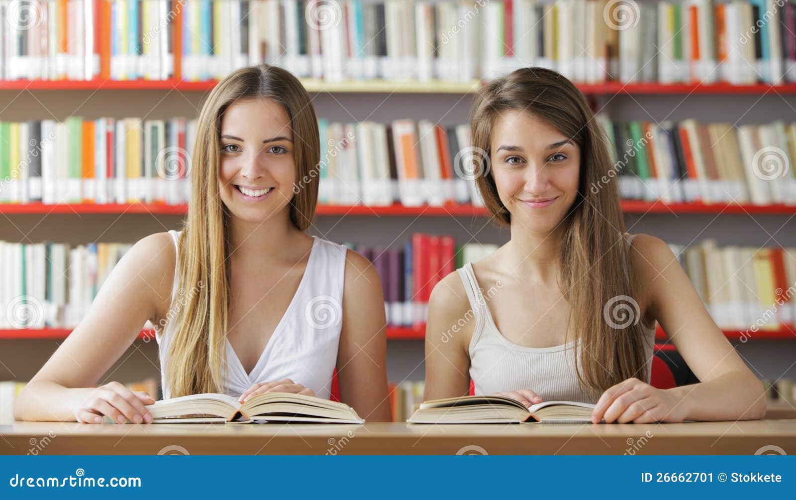 Happy in the library stock image. Image of learning, smile - 26662701