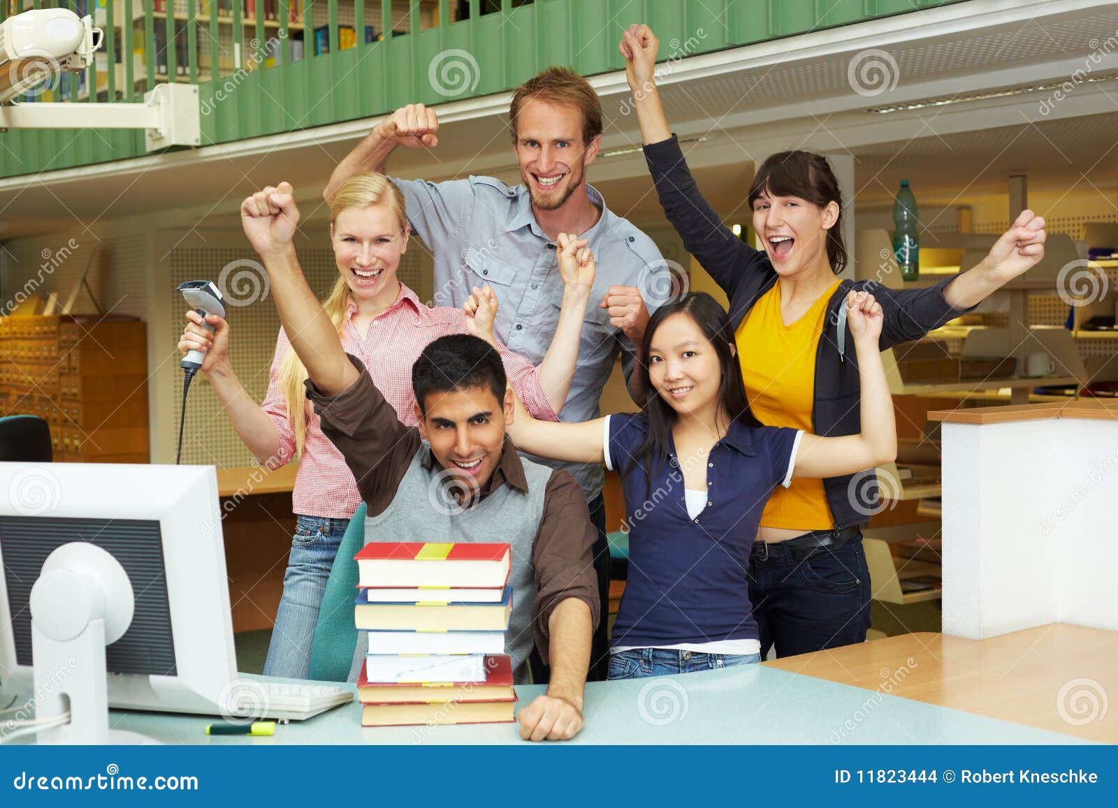 Happy library staff stock photo. Image of employee, european - 11823444