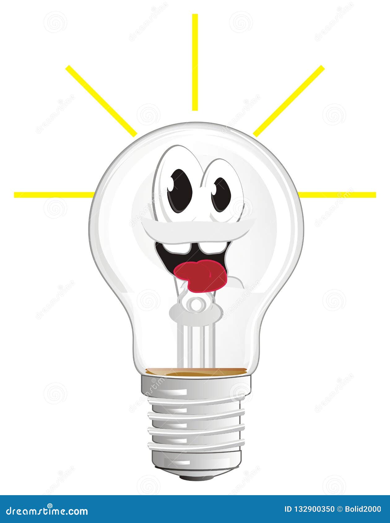 Happy light bulb and lines stock illustration. Illustration of ...
