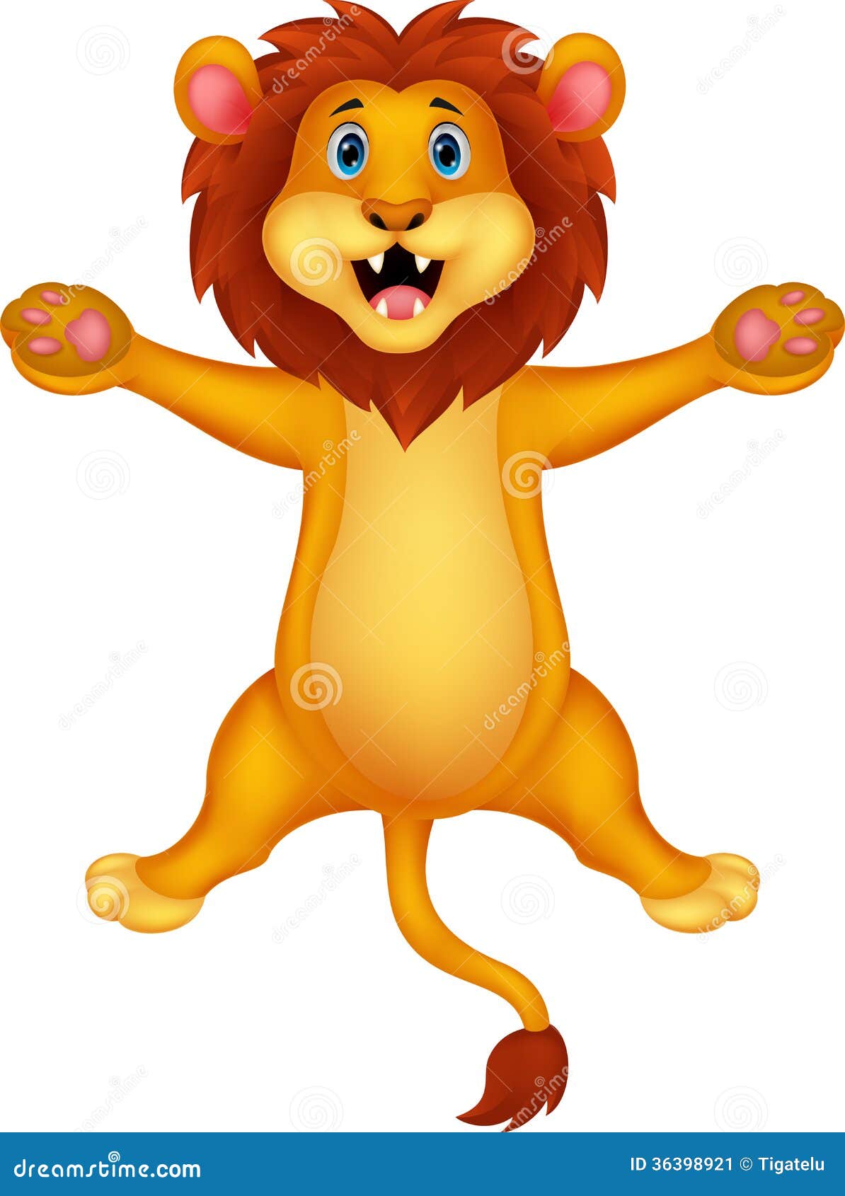 Happy lion cartoon jumping stock vector. Illustration of furry - 36398921