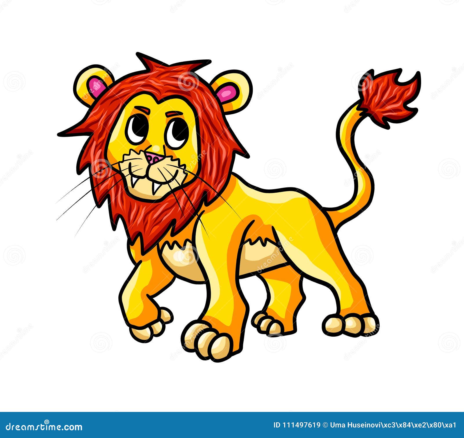 Happy Lion with Spiky Fur stock illustration. Illustration of friendly ...