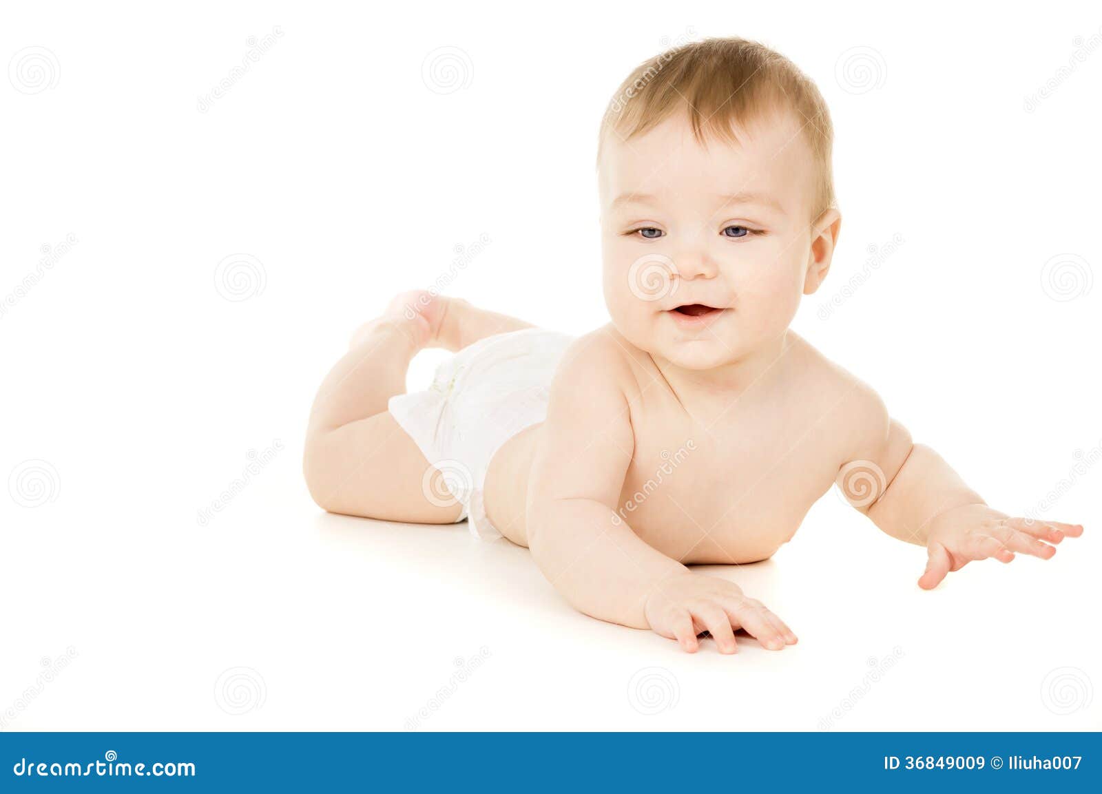 Happy Little Baby Study Crawling Stock Image - Image of blonde, mood ...