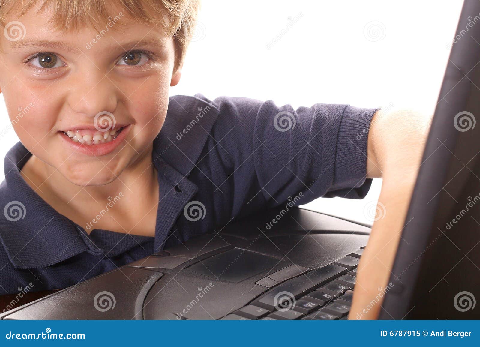 Happy Little Boy Checking Emails On Computer Picture. Image: 6787915