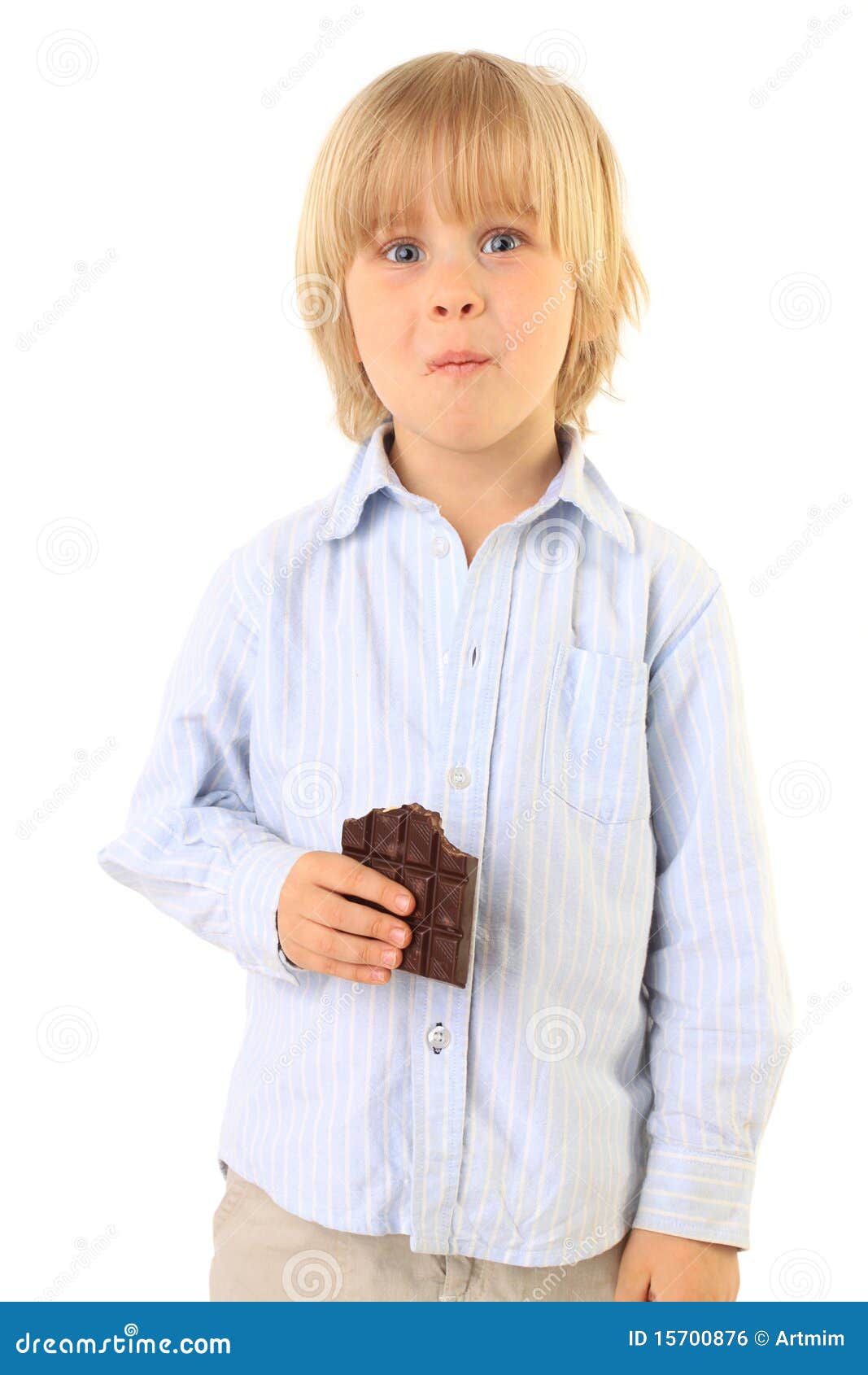 Happy Little Boy Eating Chocolate Stock Photo - Image of little ...