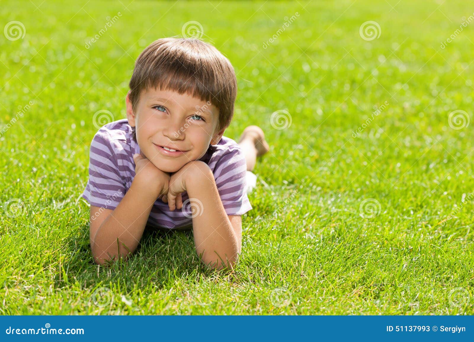 Happy Little Boy on the Grass Stock Image - Image of european, cute ...