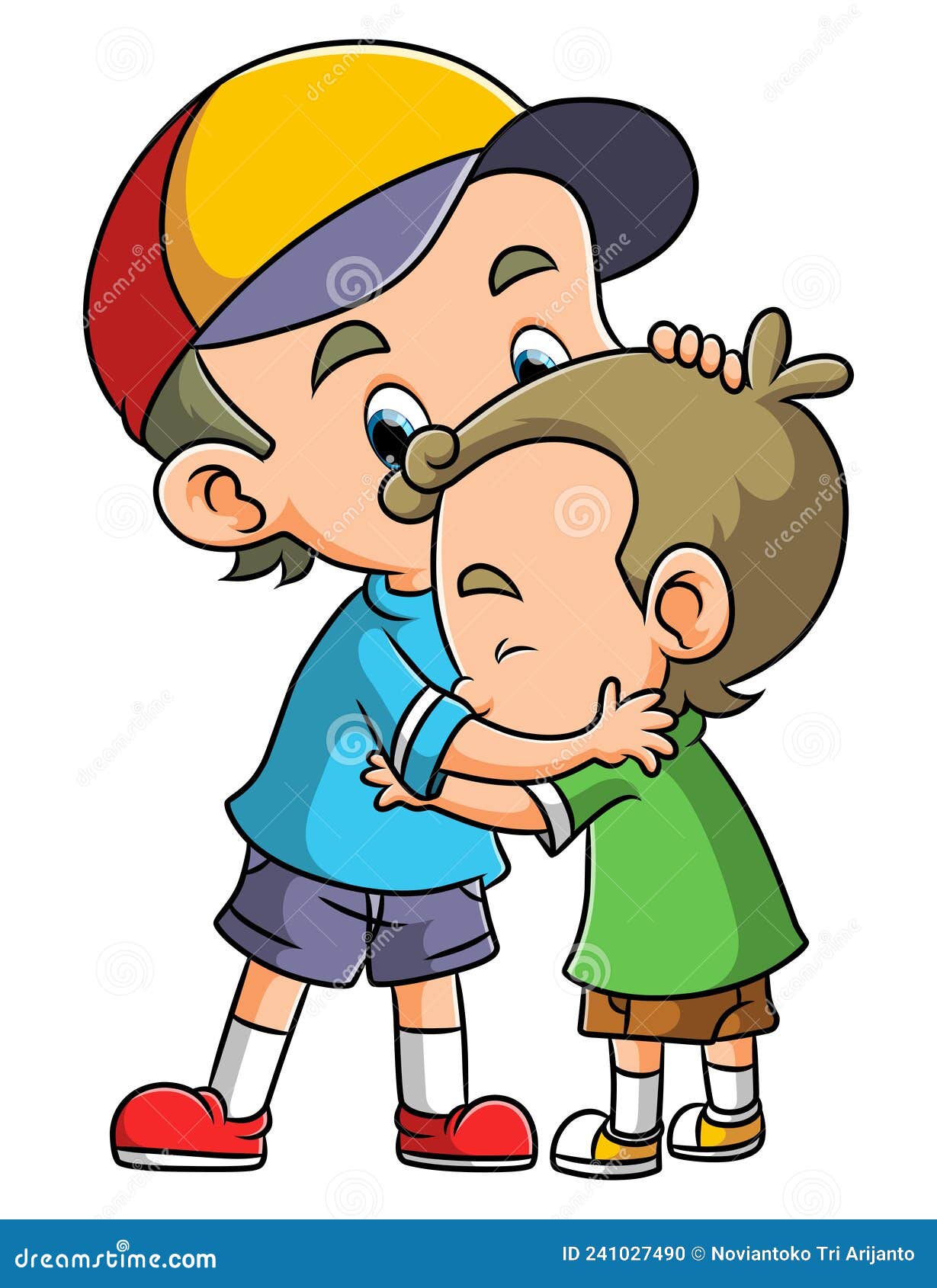 The Happy Little Boy is Hugging the Big Brother Stock Vector ...